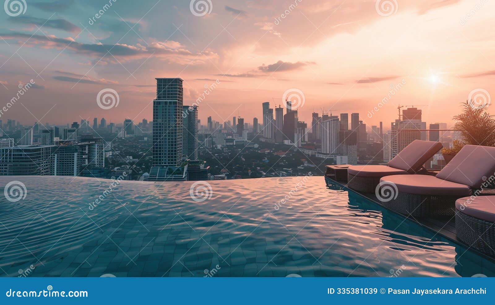 Rooftop Pool Featuring Infinity Edge Showcasing City Skyline with ...