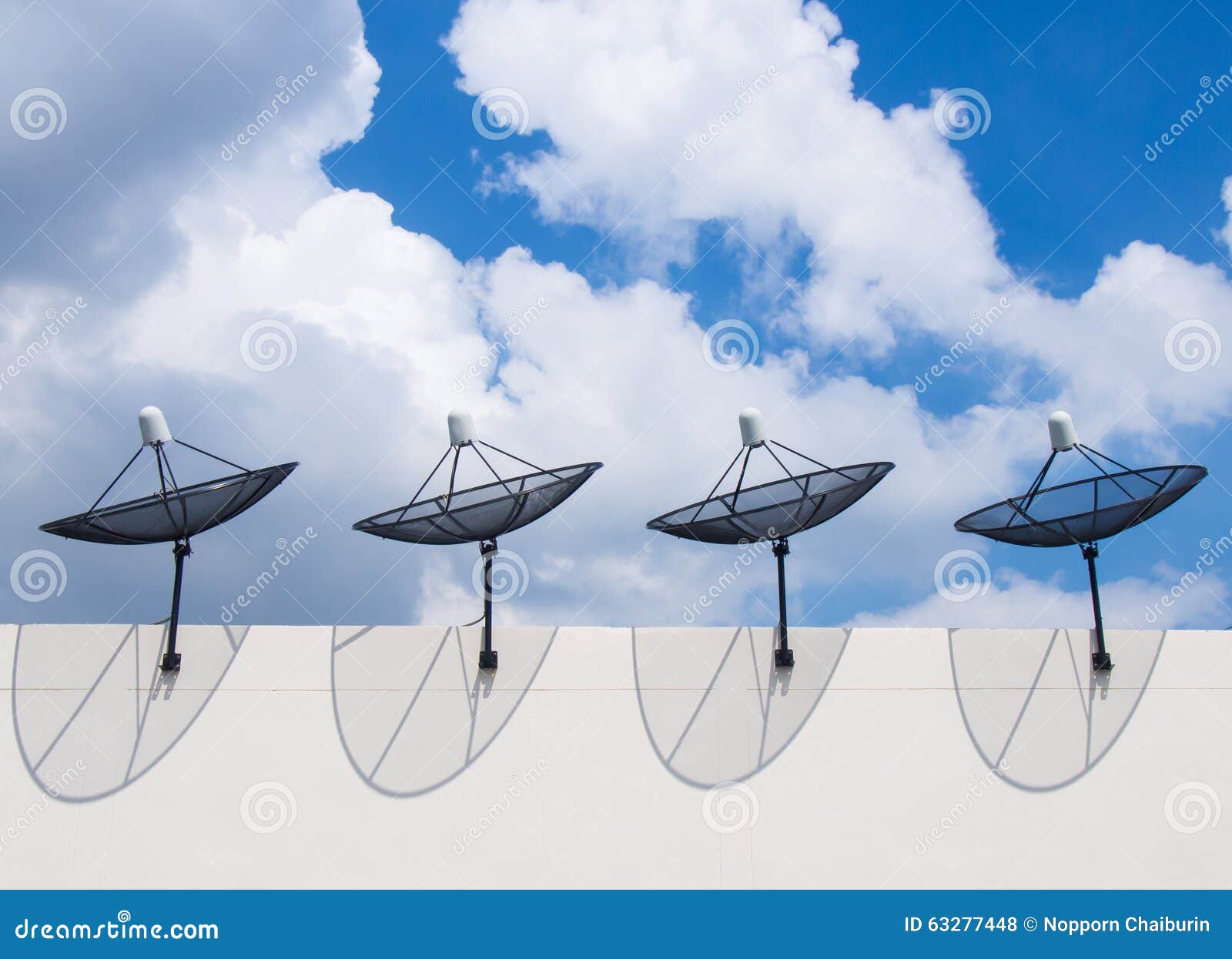 Rooftop Satellite Dishes stock photo. Image of networking - 63277448