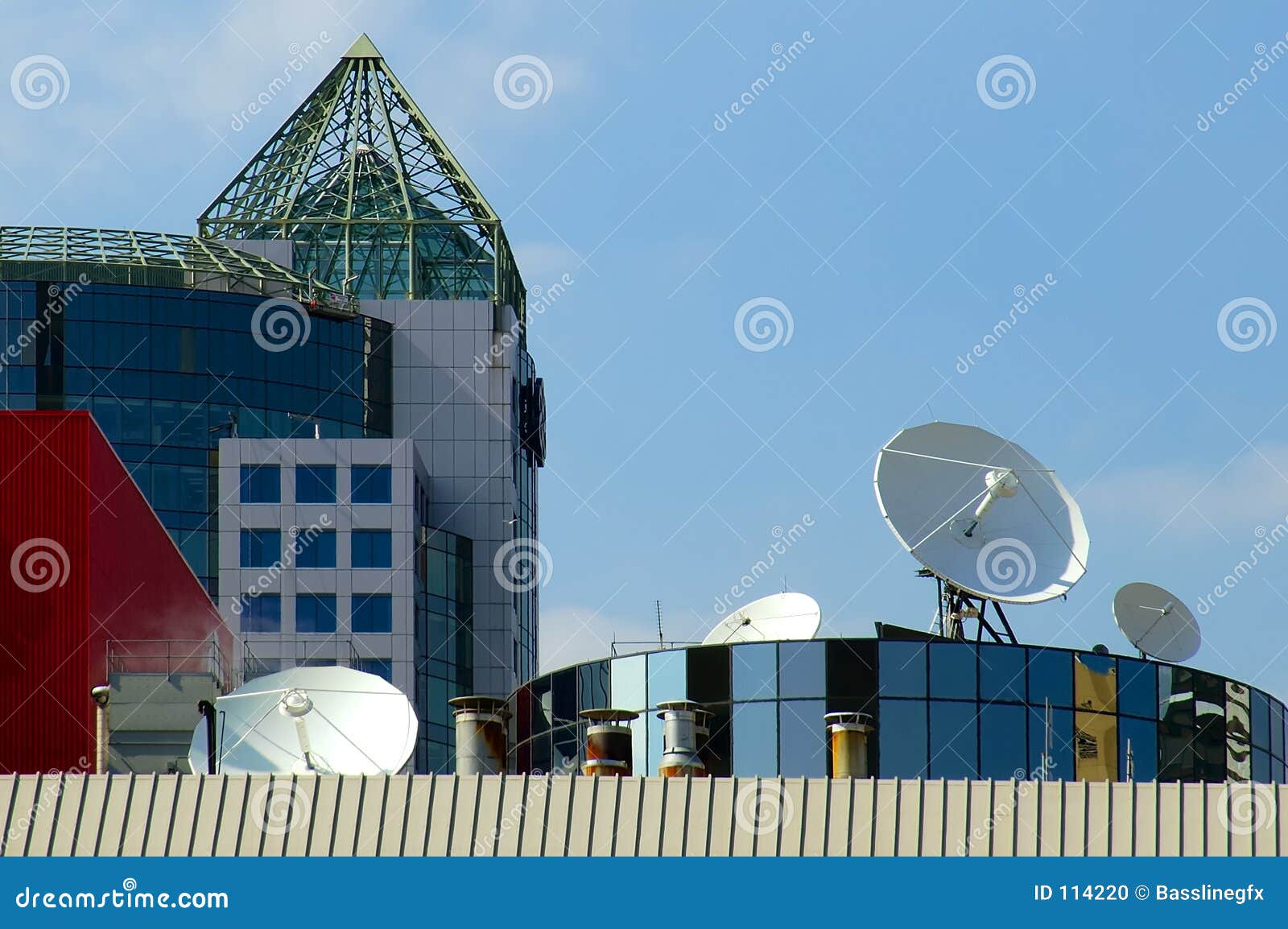 Rooftop Satellites stock photo. Image of relay, radios - 114220
