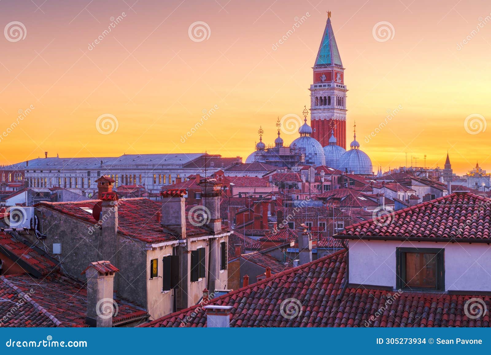 Rooftop Skyline of Venice, Italy at Dusk Stock Photo - Image of mark ...