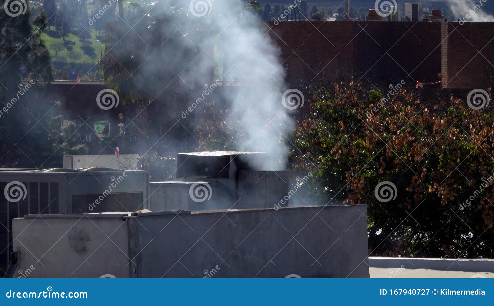 Rooftop Smoke Emissions from a Restaurant Kitchen Stock Video - Video ...