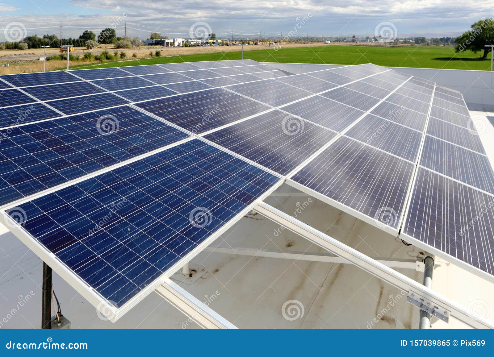 A Rooftop Solar Array To Convert Sunlight To Electricity. Stock Image ...