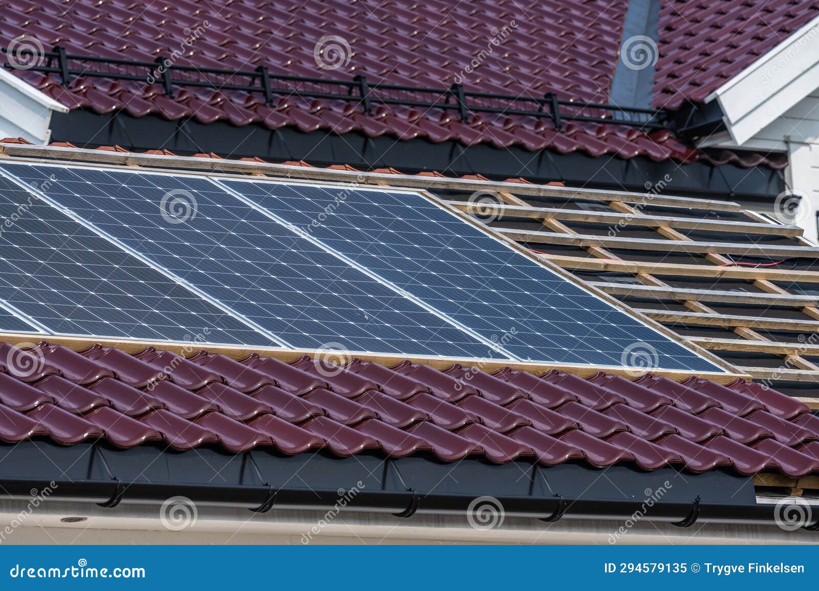 Rooftop Solar Cells Under Installation.. Stock Image - Image of ...