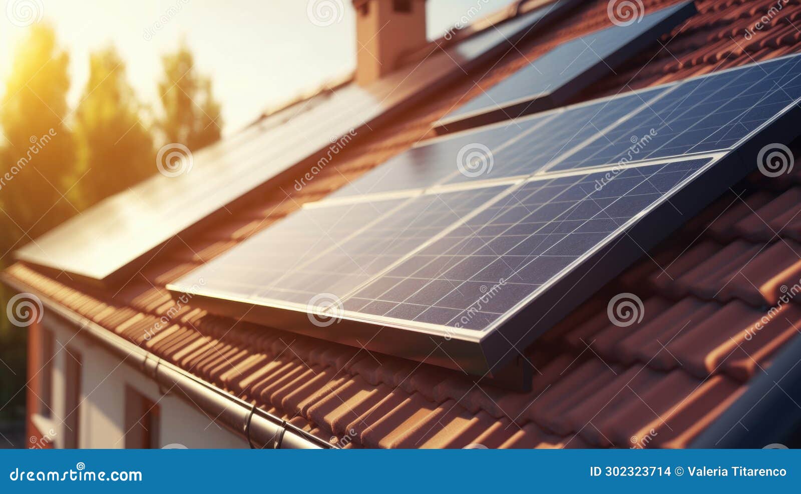 Rooftop Solar Panels on a Home Stock Photo - Image of sustainable ...
