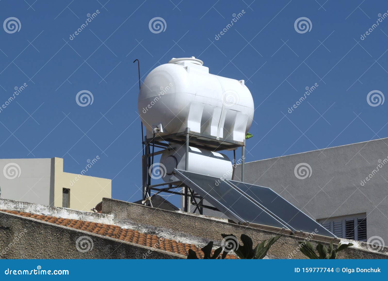 Rooftop solar water heater stock photo. Image of energy - 159777744