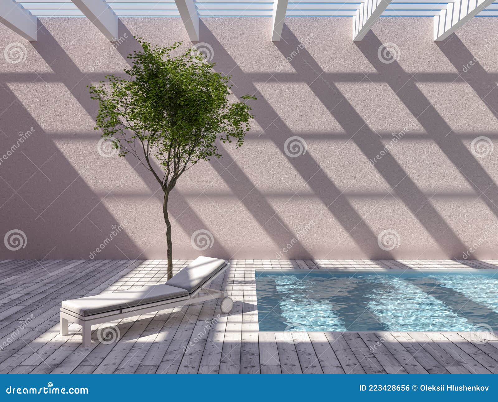 Rooftop Swimming Pool With Tree Royalty-Free Cartoon | CartoonDealer ...