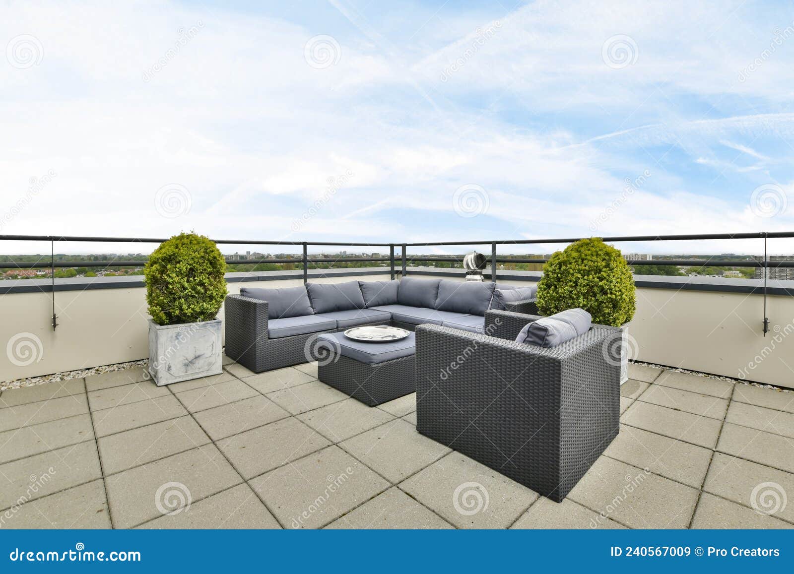 Rooftop terrace view stock image. Image of veranda, residence - 240567009