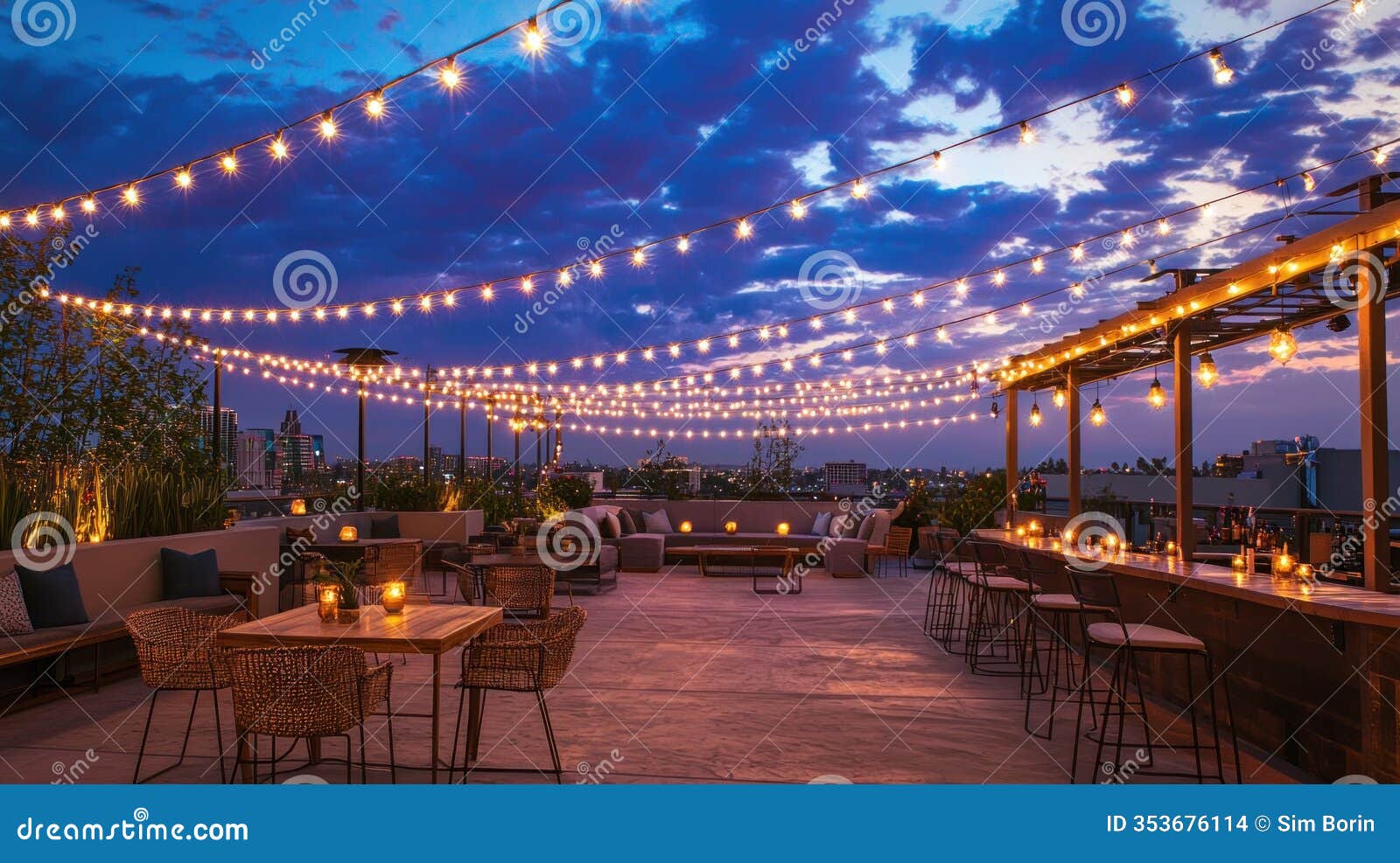 A Rooftop Terrace with a Stylish Setup for a Rooftop Party or Event ...