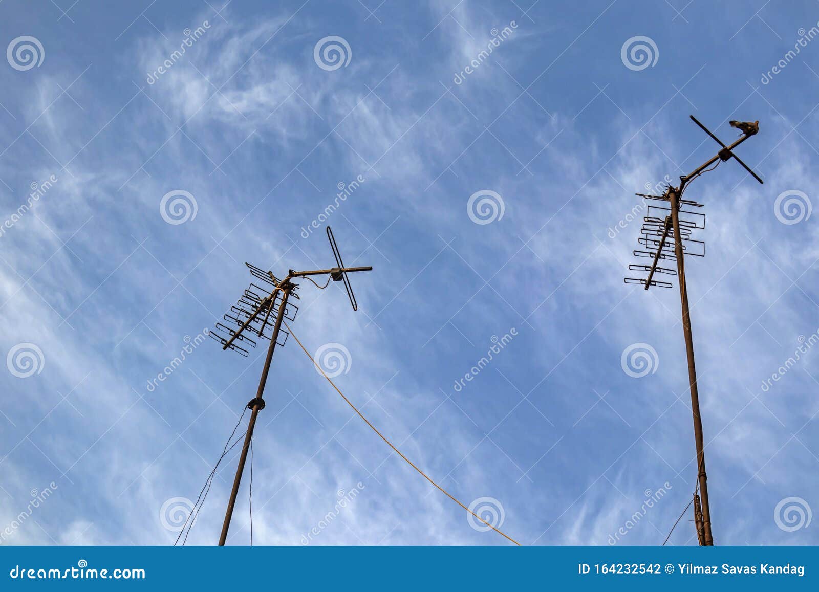 Rooftop Tv Antennas and Blue Sky Stock Photo - Image of electronic ...
