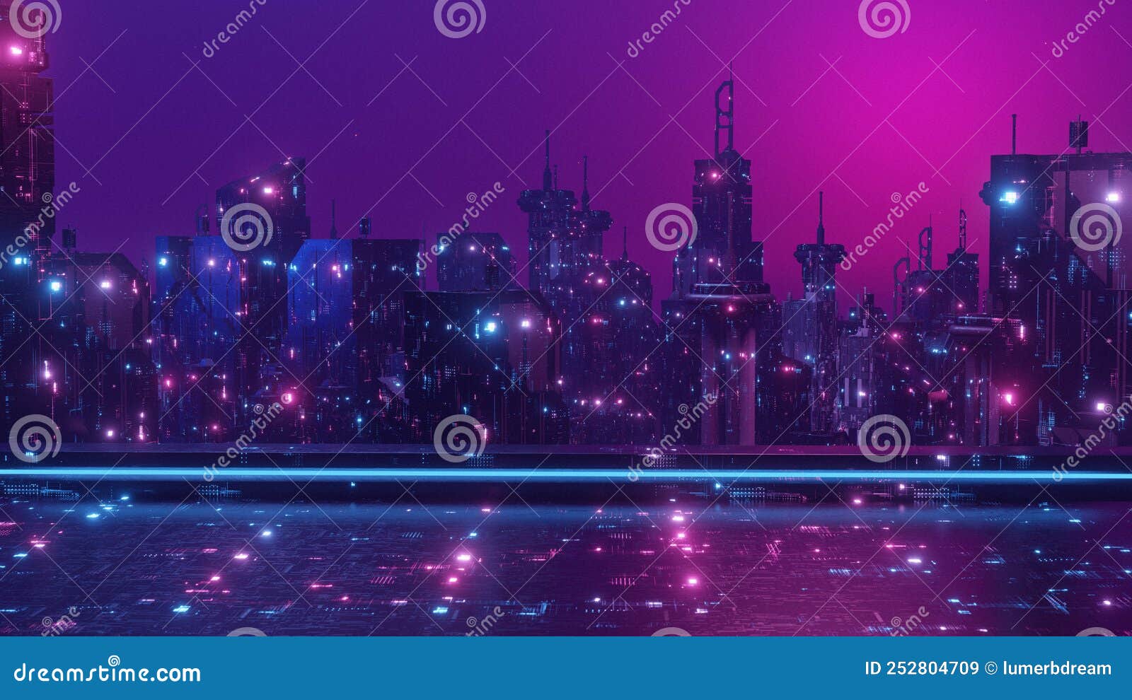 Rooftop View Dystopian Concept Background 3d Render Stock Illustration ...