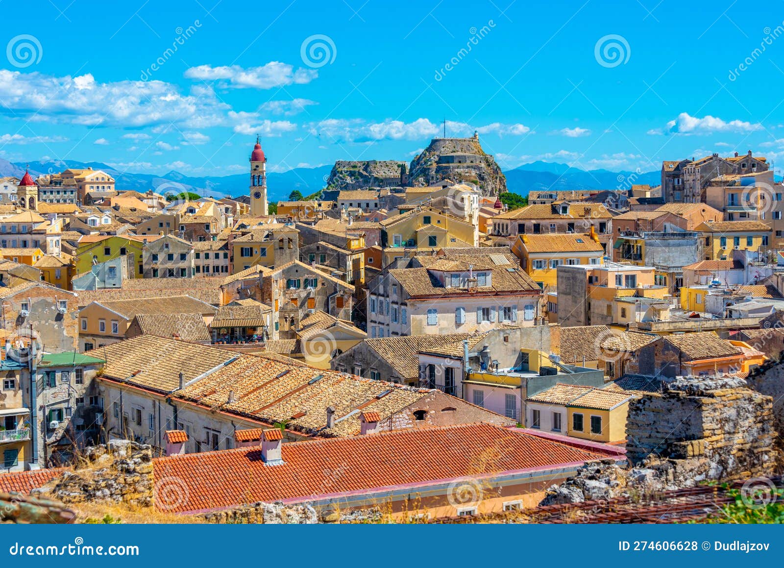 Rooftop View of Greek Town Kerkyra Stock Photo - Image of town, facade ...