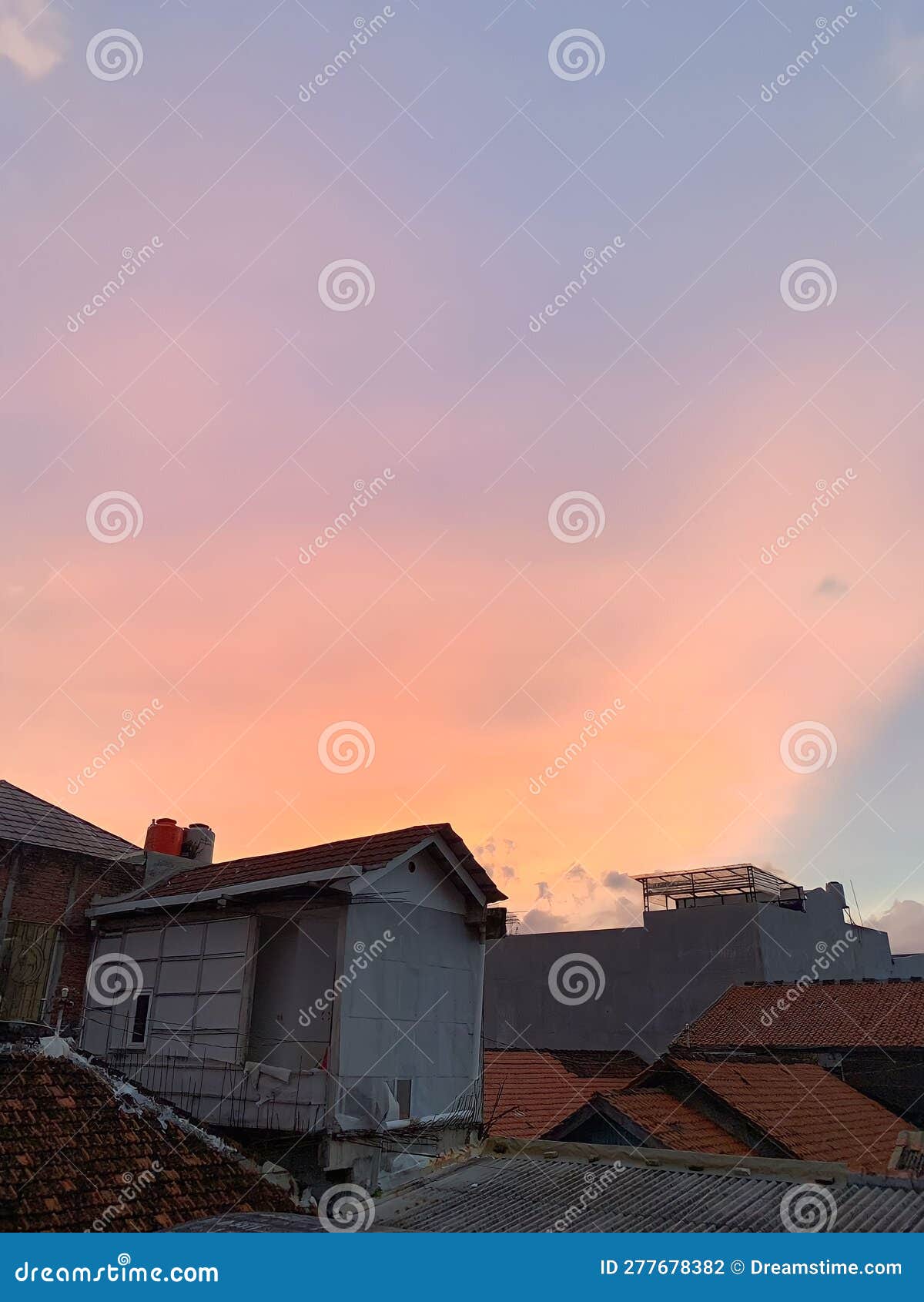 Rooftop with View the Light of Sunset and Roof Stock Photo - Image of ...