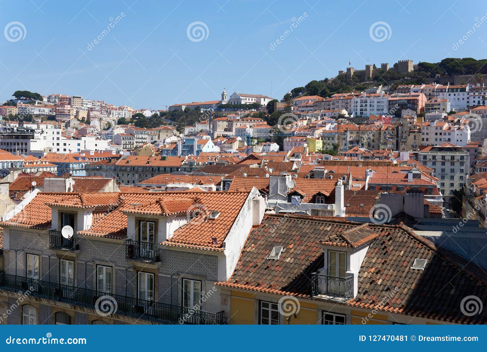Rooftop view of Lisbon editorial photo. Image of roof - 127470481