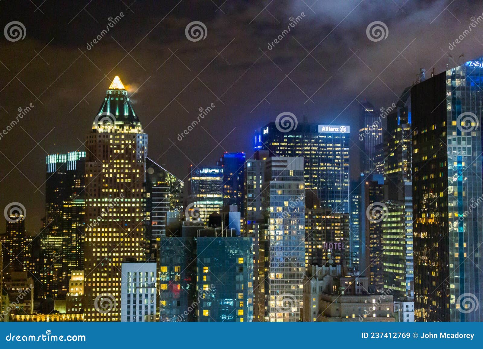 Rooftop View of Midtown Manhattan at Night Editorial Stock Image ...