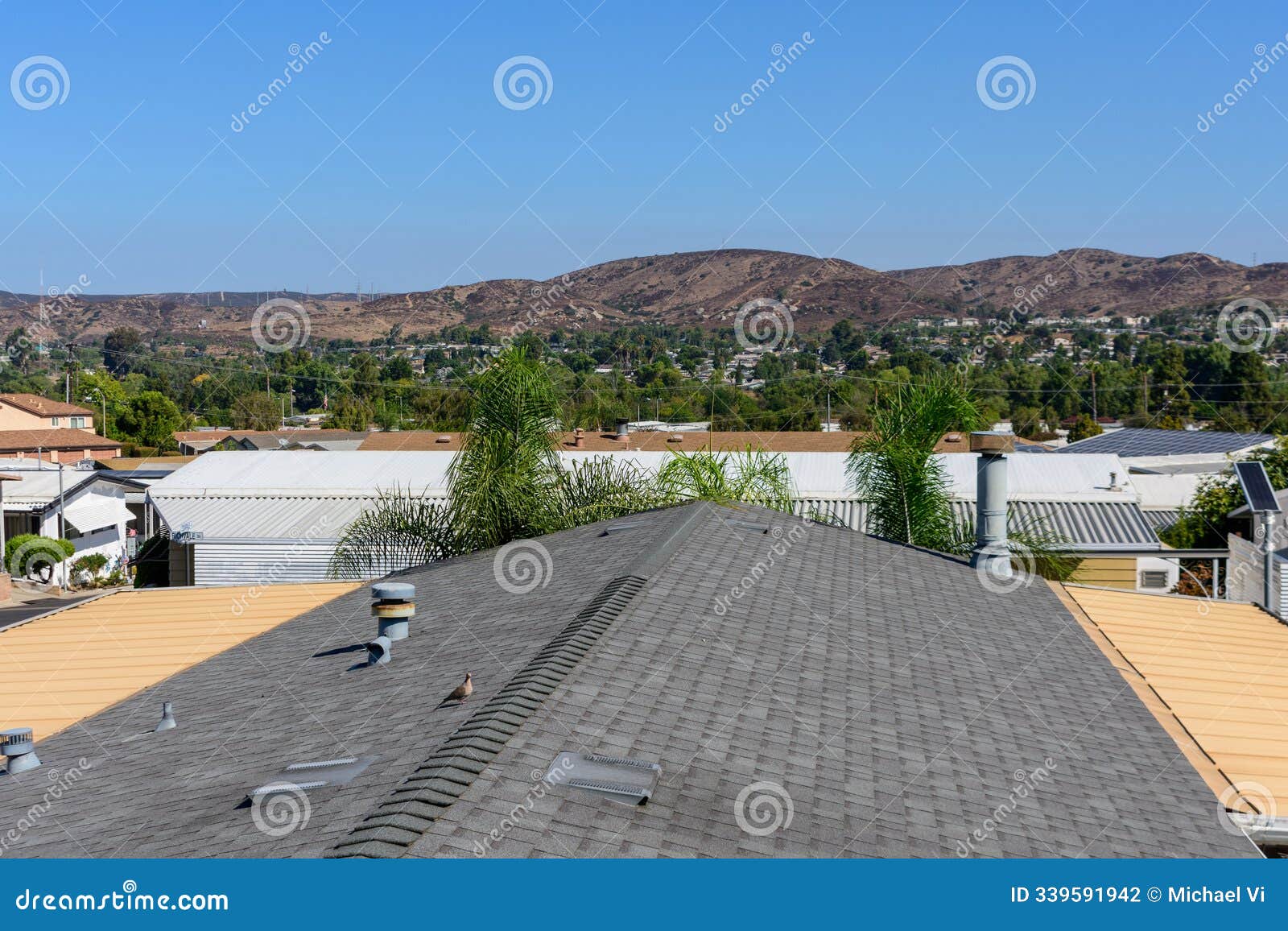 Rooftop View of Mobile Homes in Mobile Home Park Stock Photo - Image of ...