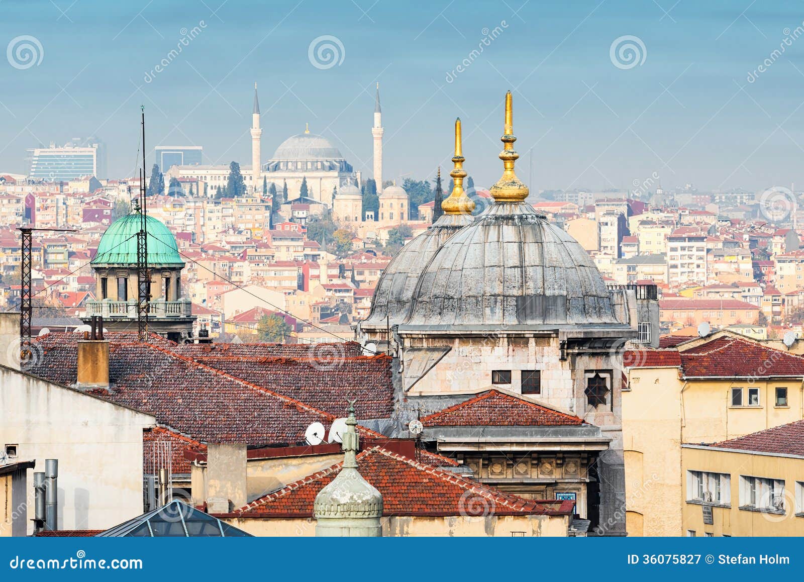 Rooftop view over Istanbul stock image. Image of architectural - 36075827
