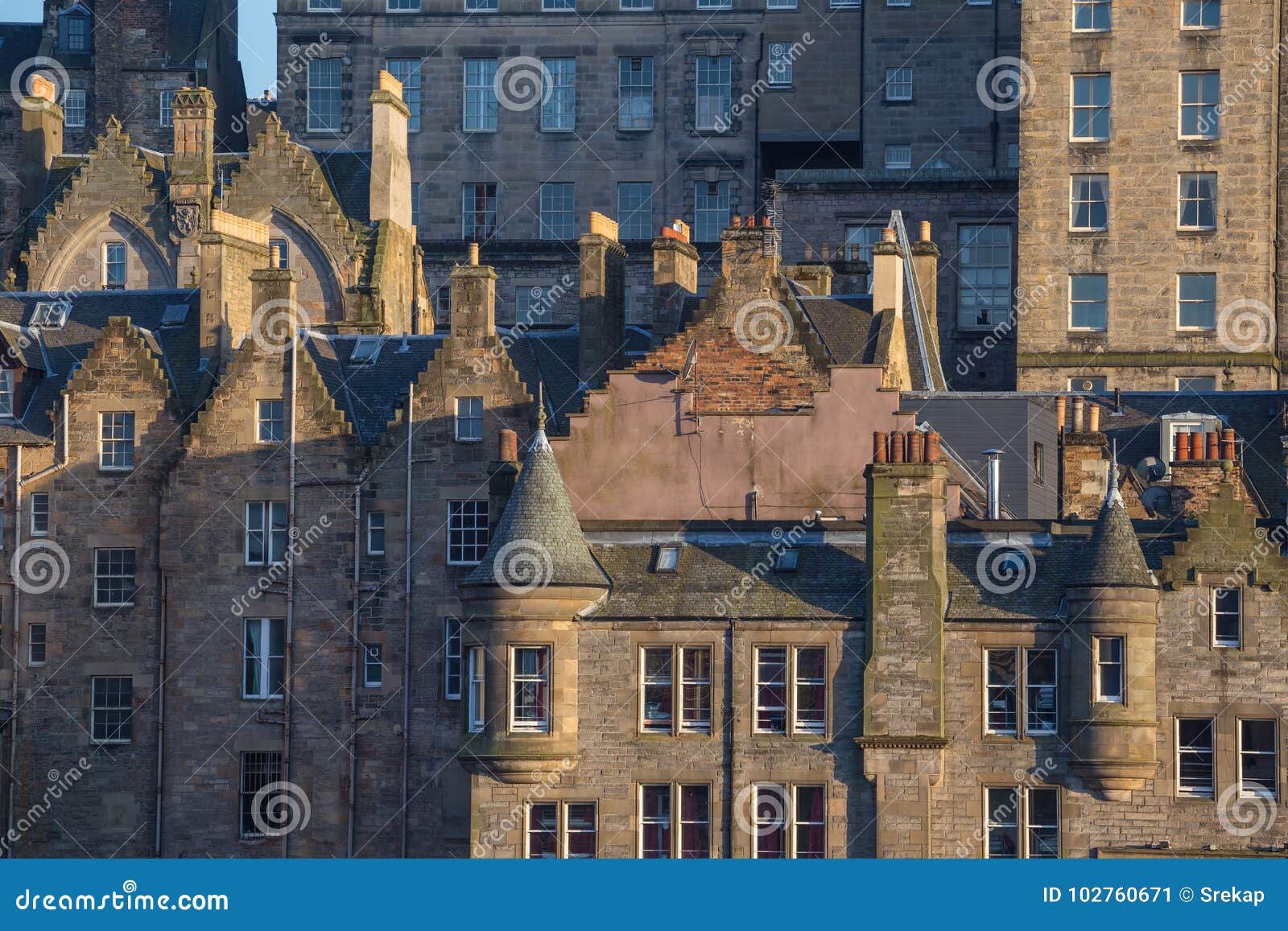 Rooftops of Edinburgh Old Town Stock Image - Image of travel, royal ...