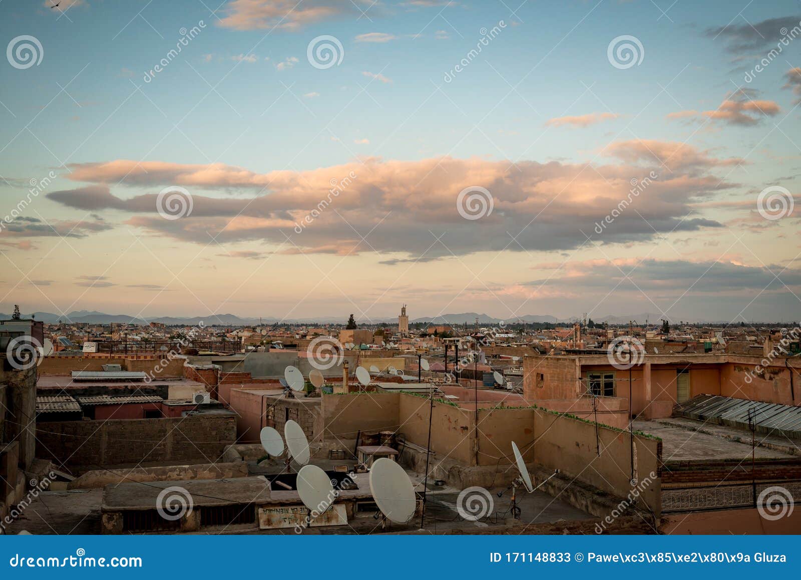 Rooftops in Marrakesh in Morocco, Africa Stock Image - Image of desert ...