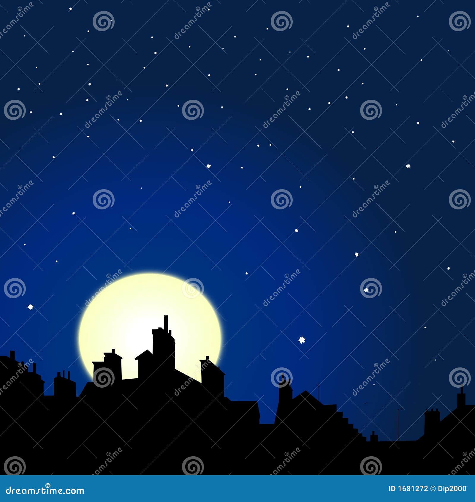 Rooftops night view stock vector. Illustration of gaze - 1681272