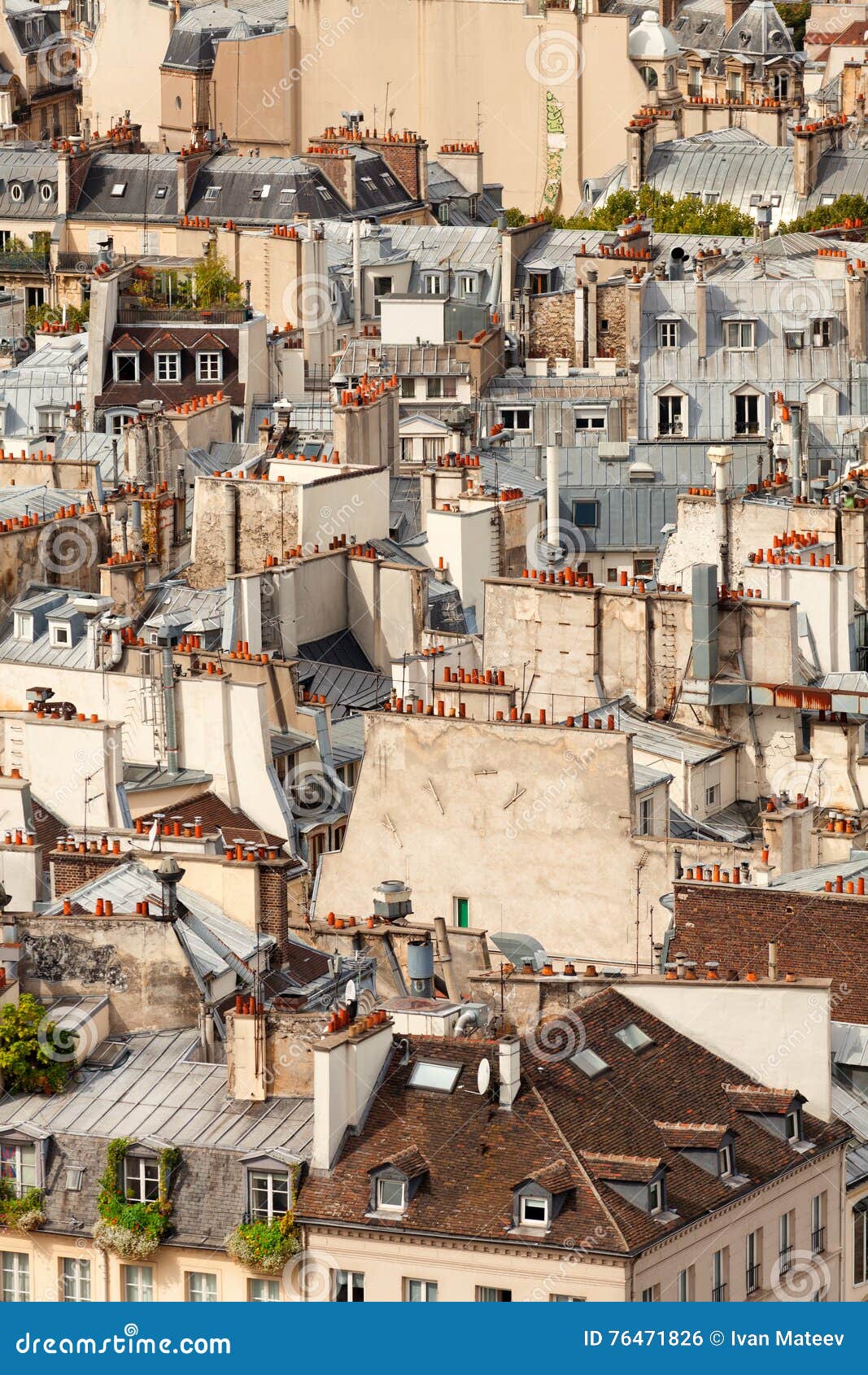 Rooftops of Paris stock photo. Image of paris, urban - 76471826