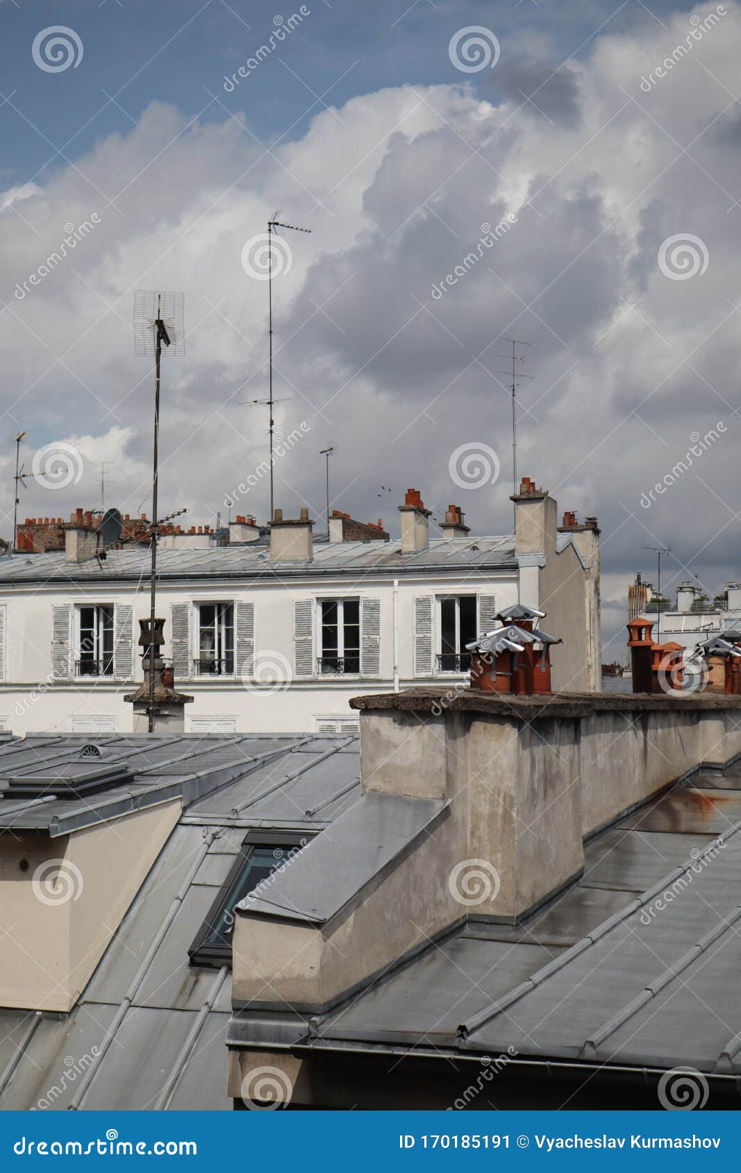 Rooftops of Paris, Montmartre District Stock Image - Image of house ...