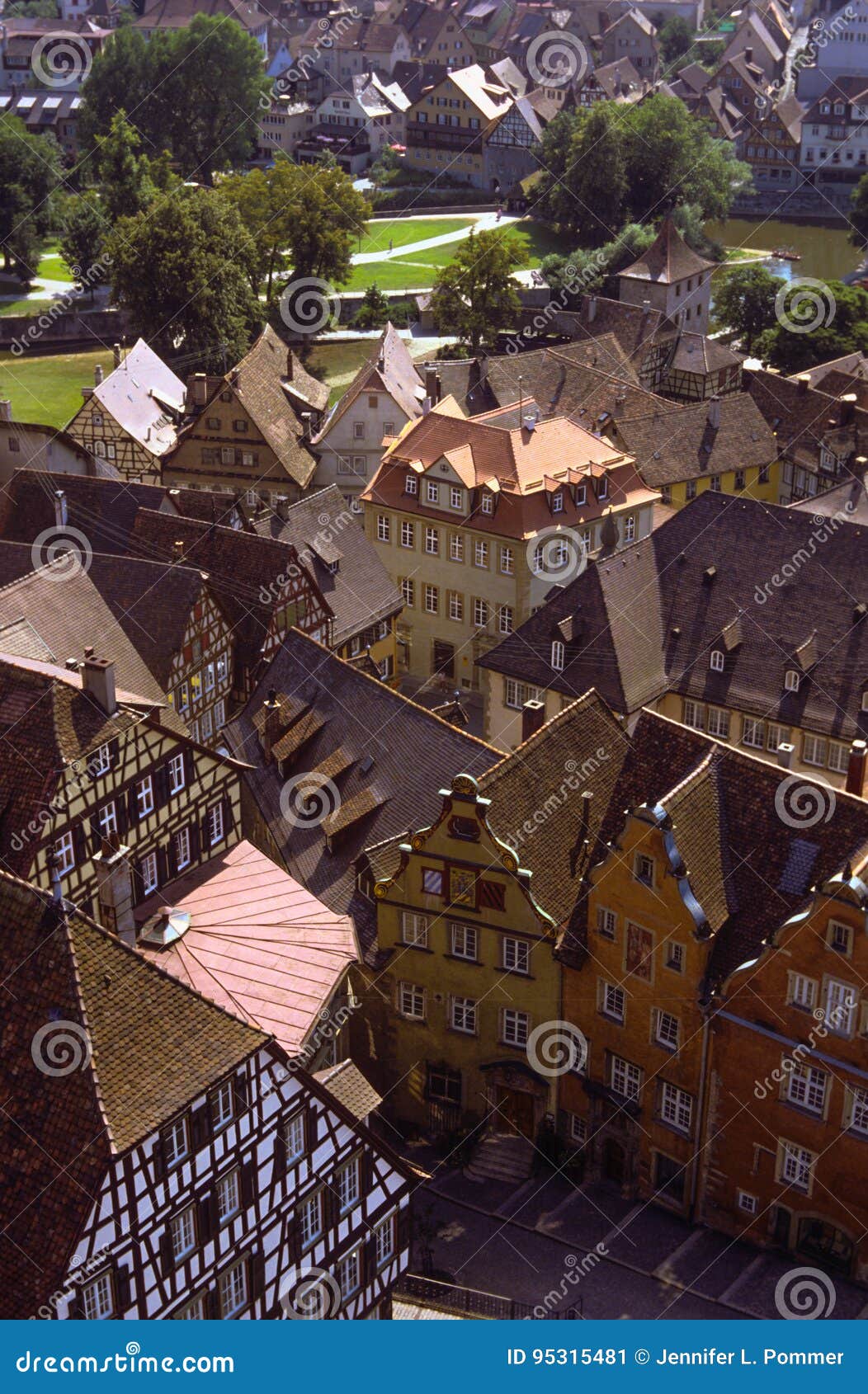 Interesting Roof Tops and Building Architecture in a German Town Stock ...