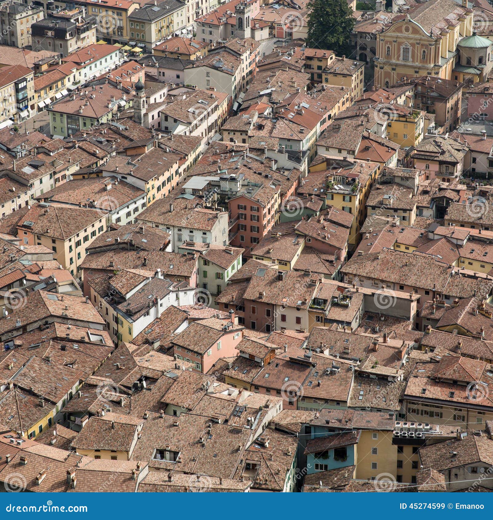 Rooftops of Small Italian City Stock Image - Image of road, church ...