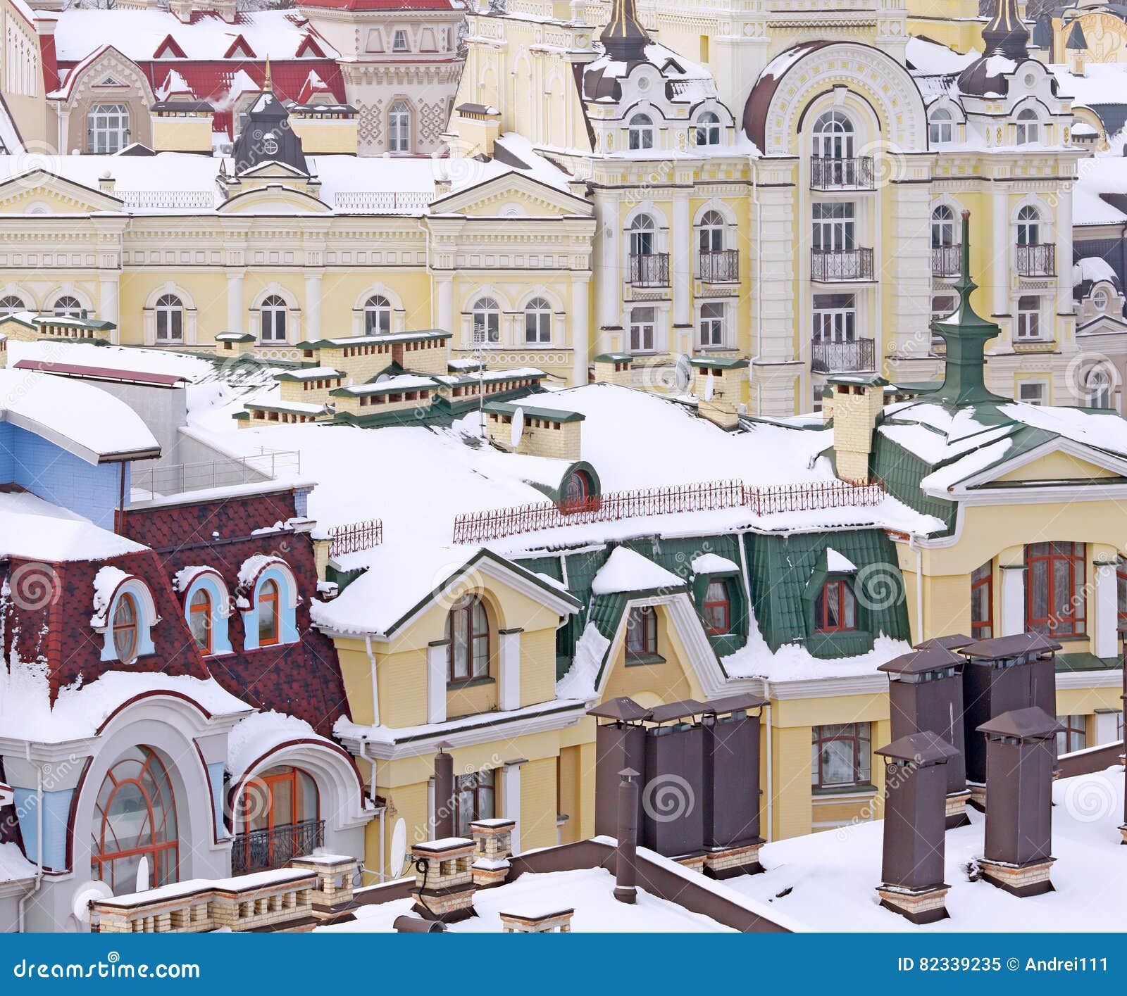 Rooftops in winter stock image. Image of construction - 82339235