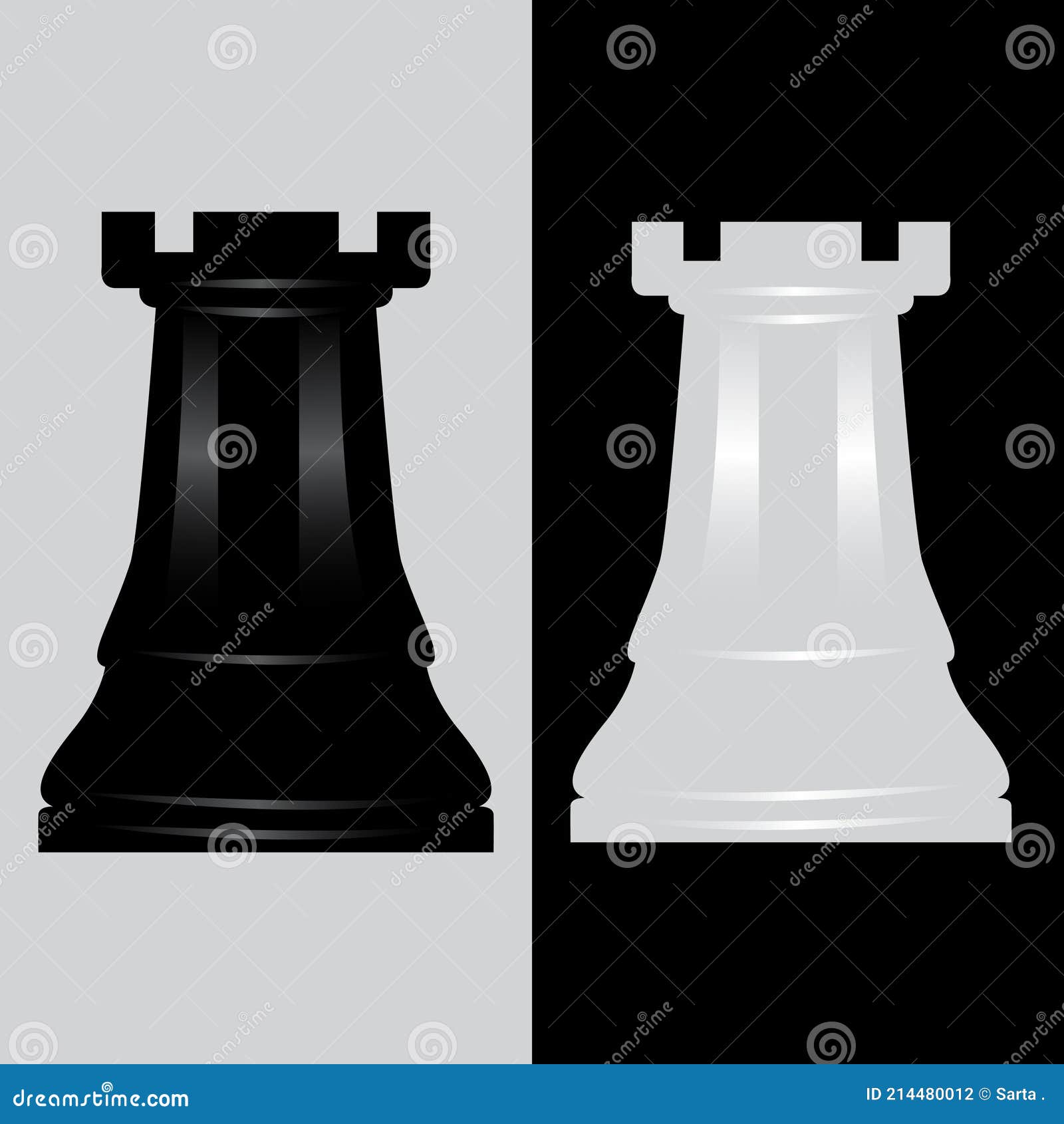 Rook Black and White Chess Piece Vector Illustration Stock Vector ...