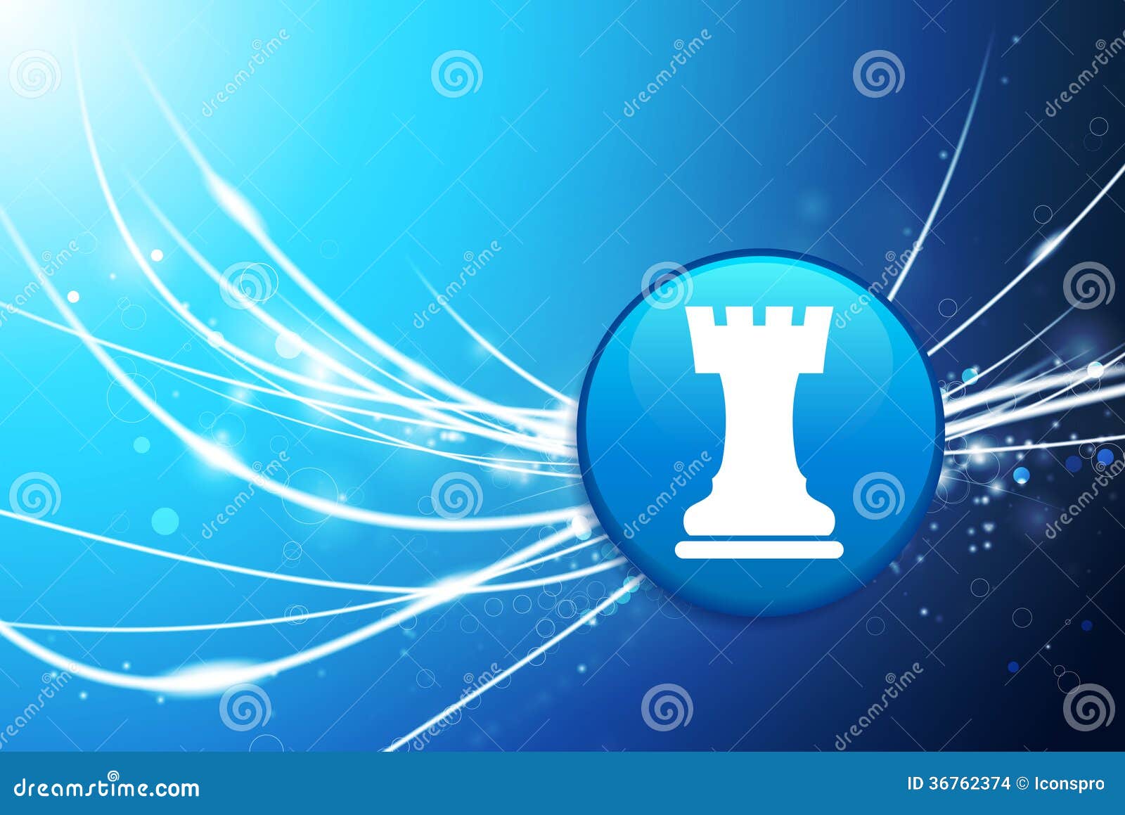 Rook Chess Button On Blue Abstract Light Background Stock Photography ...