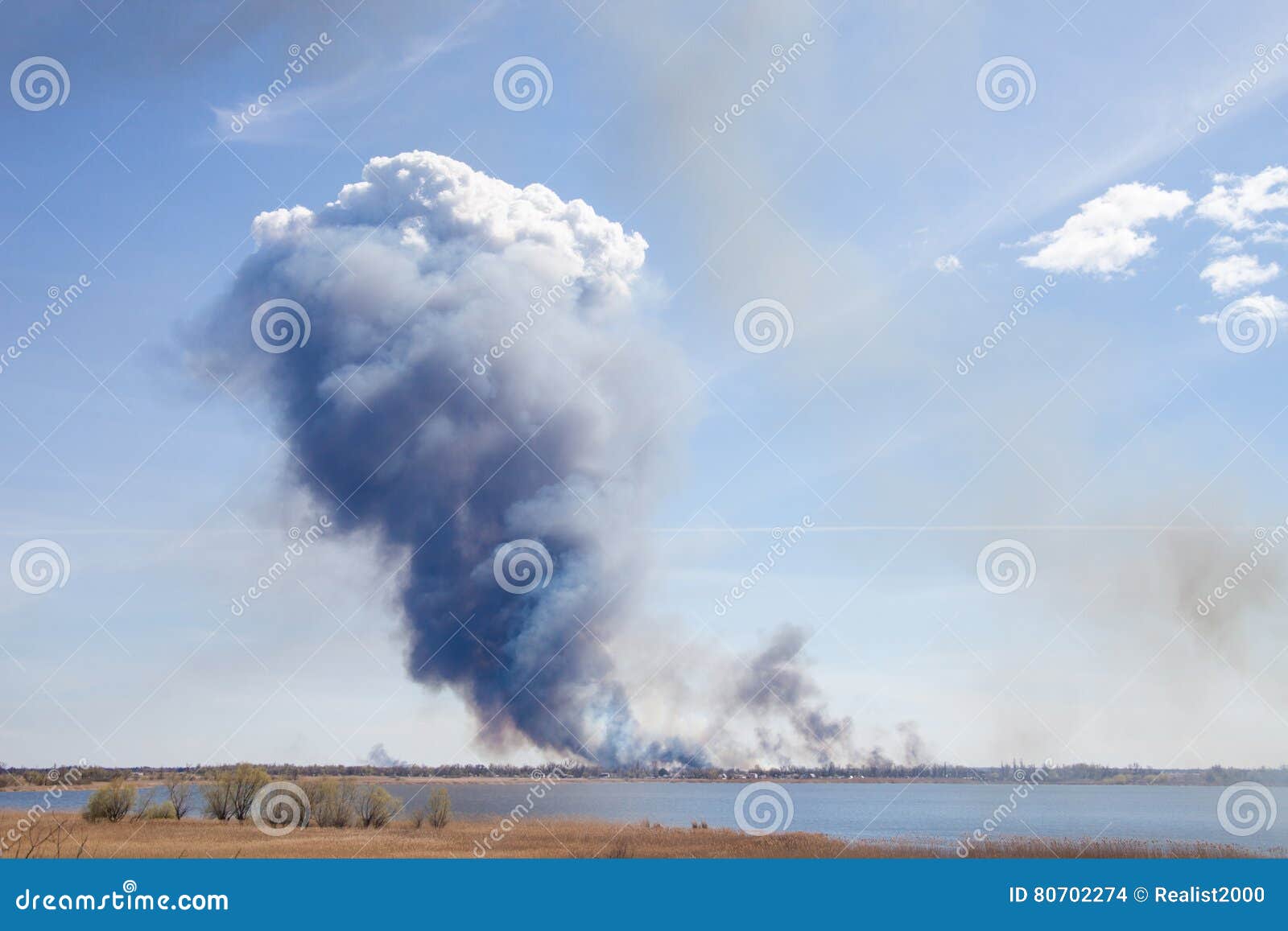 Rook van de grote brand stock foto. Image of kolom, verjonging - 80702274