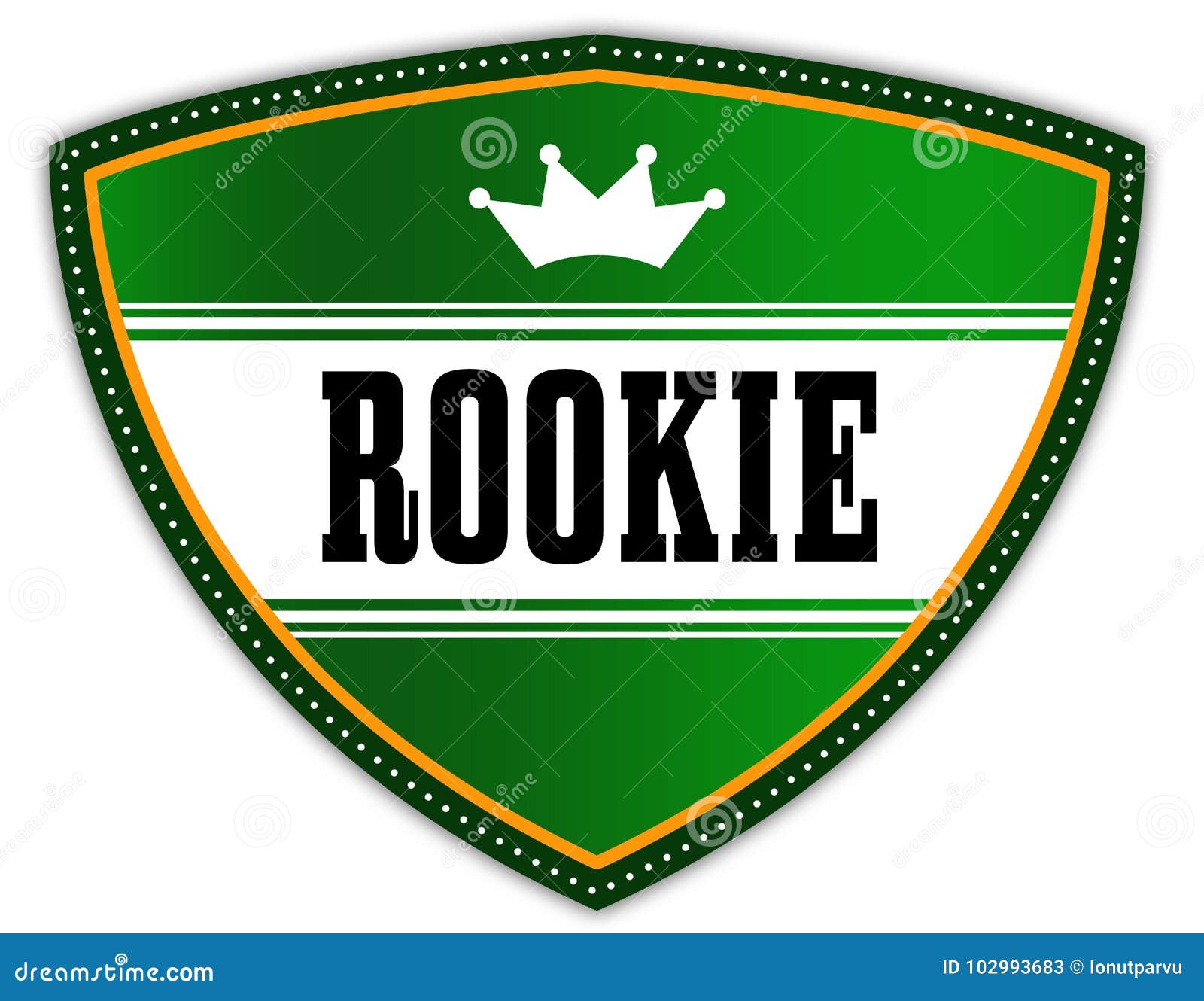 ROOKIE Written on Green Shield with Crown. Stock Illustration ...