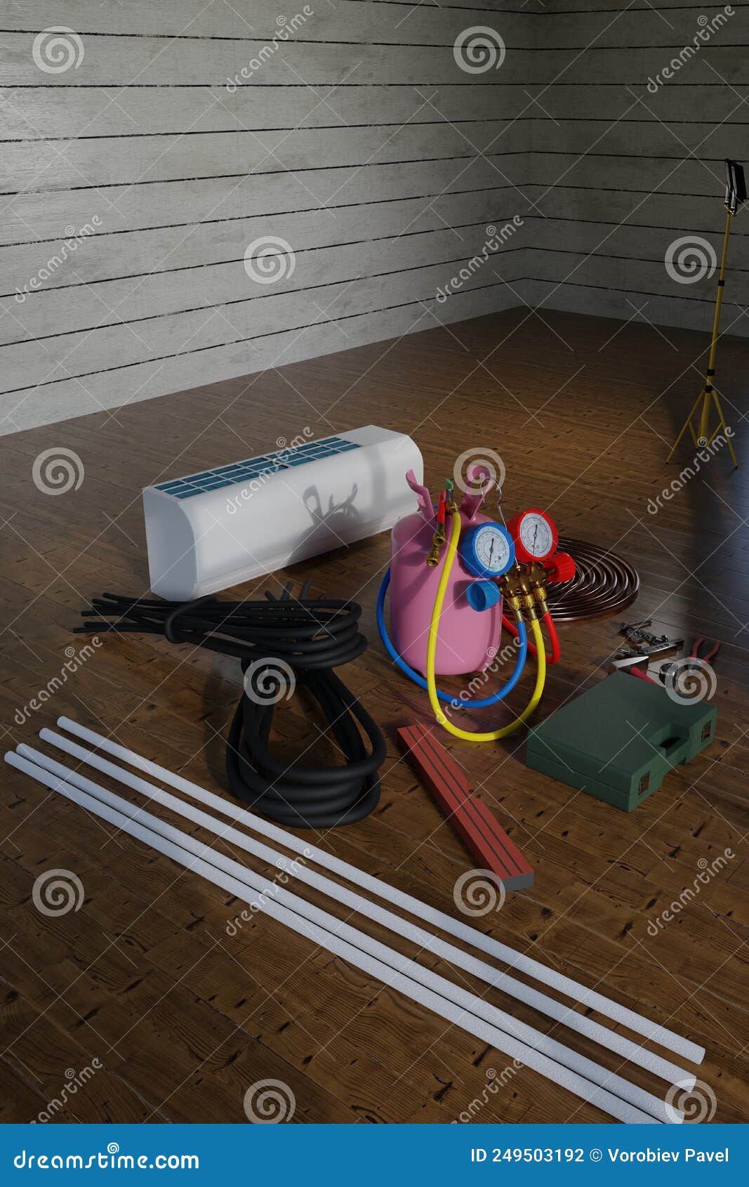 Room Air Conditioner Installation Tool 3d Stock Photo - Image of ...