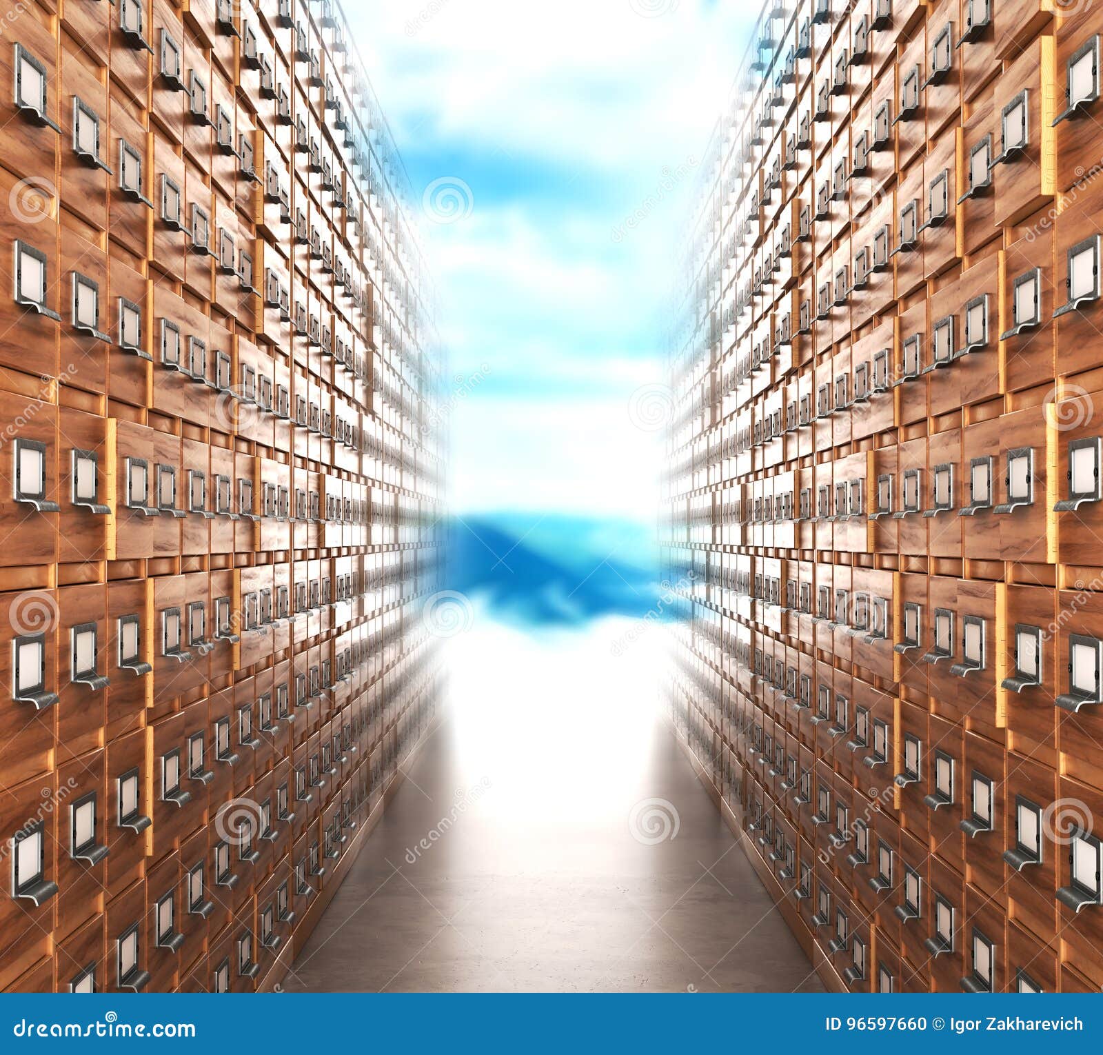 Room with Archives. the Archive Corridor with Cupboards Leading Stock ...
