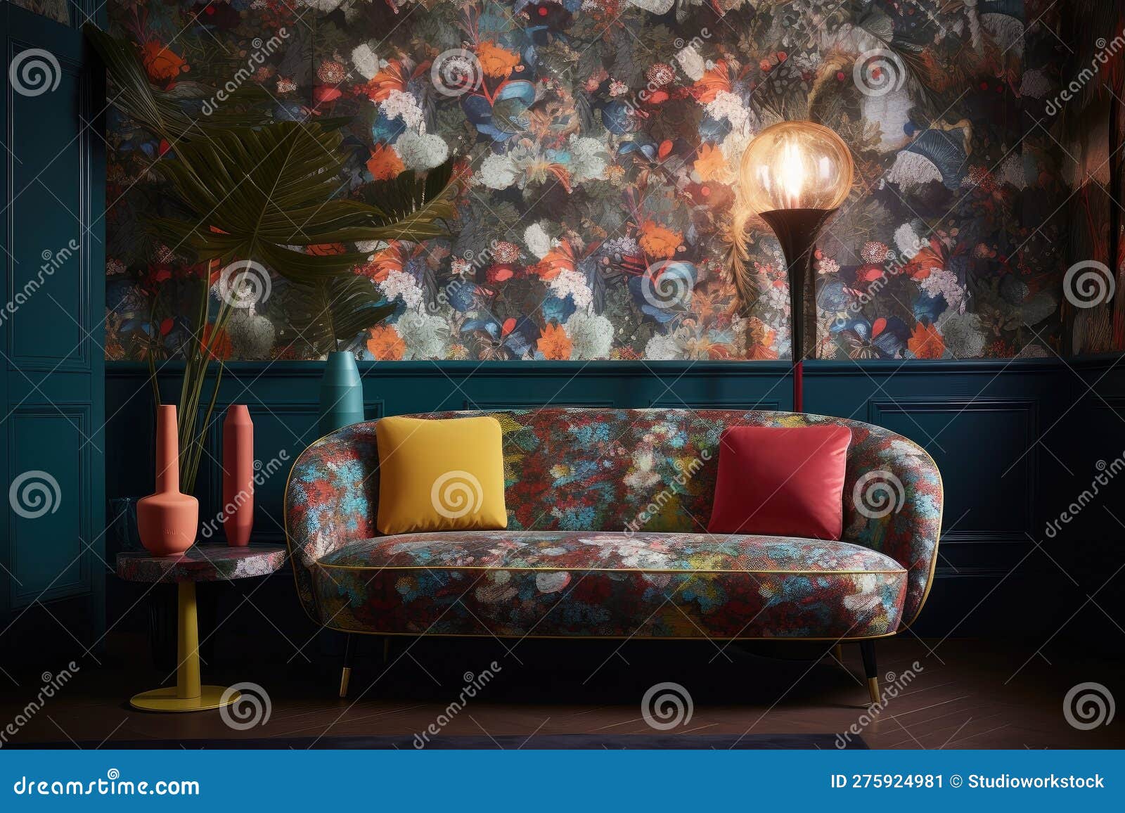 A Room with Asymmetrical and Balanced Design, Featuring a Tonally ...