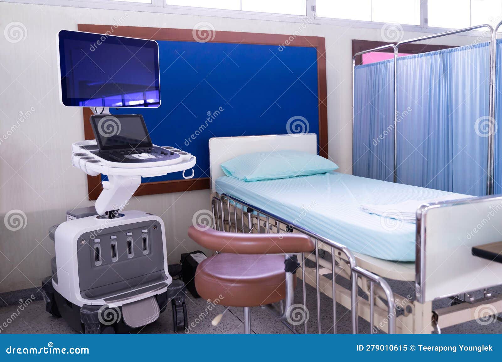 A Room with a Bed and Medical Equipment. Inside an Empty Hospital Room ...