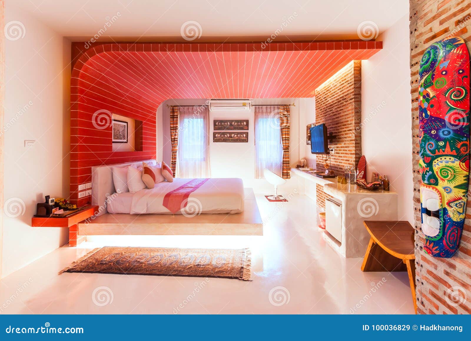Room with Bed in Resort,Bohemian Style Stock Image - Image of cozy ...