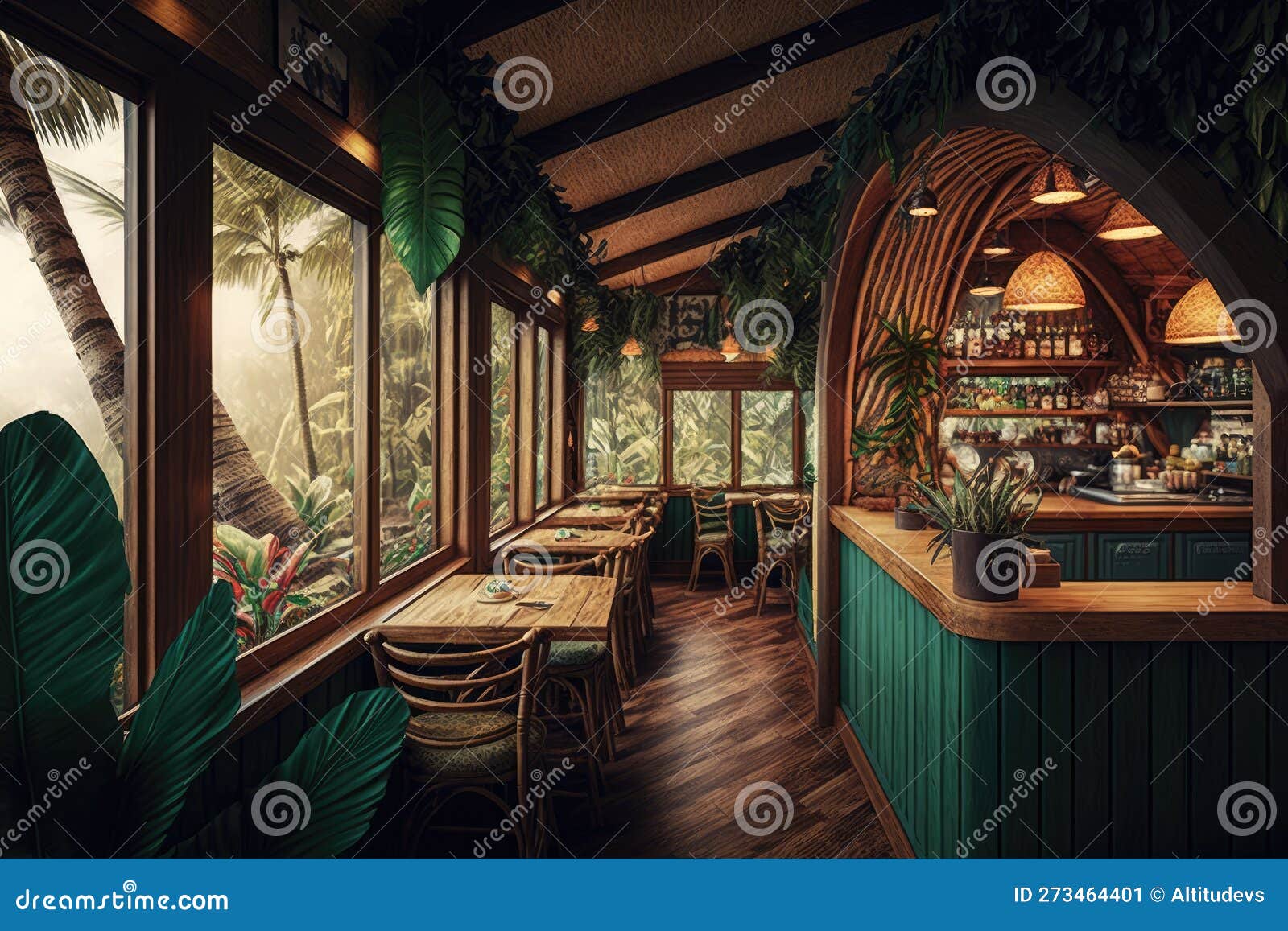 Room with Beige Sofa and Windows in Jungle Interior Design Stock ...