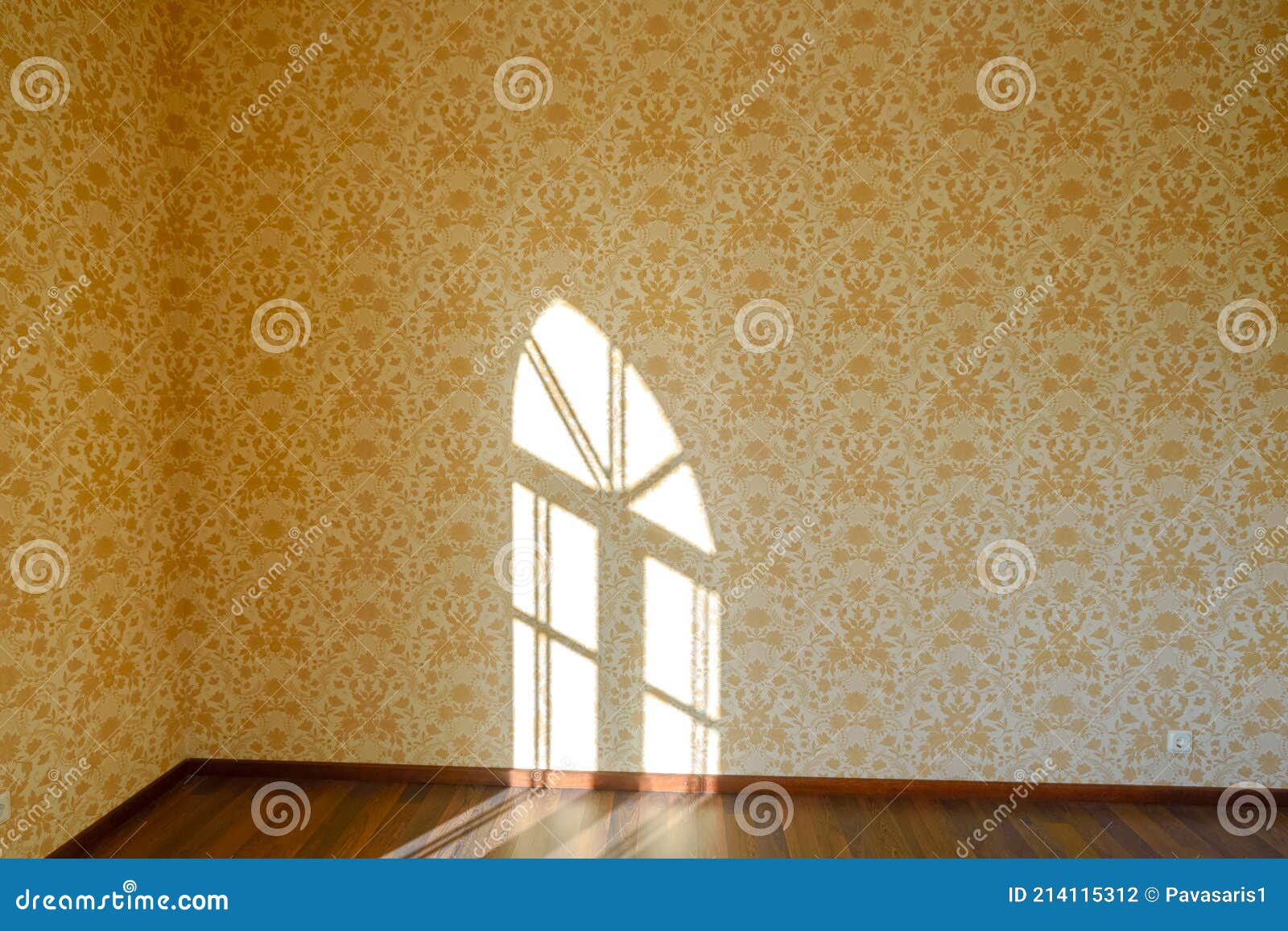 Room with Beige Wallpaper, a Reflection of a Window with Solar Lights ...
