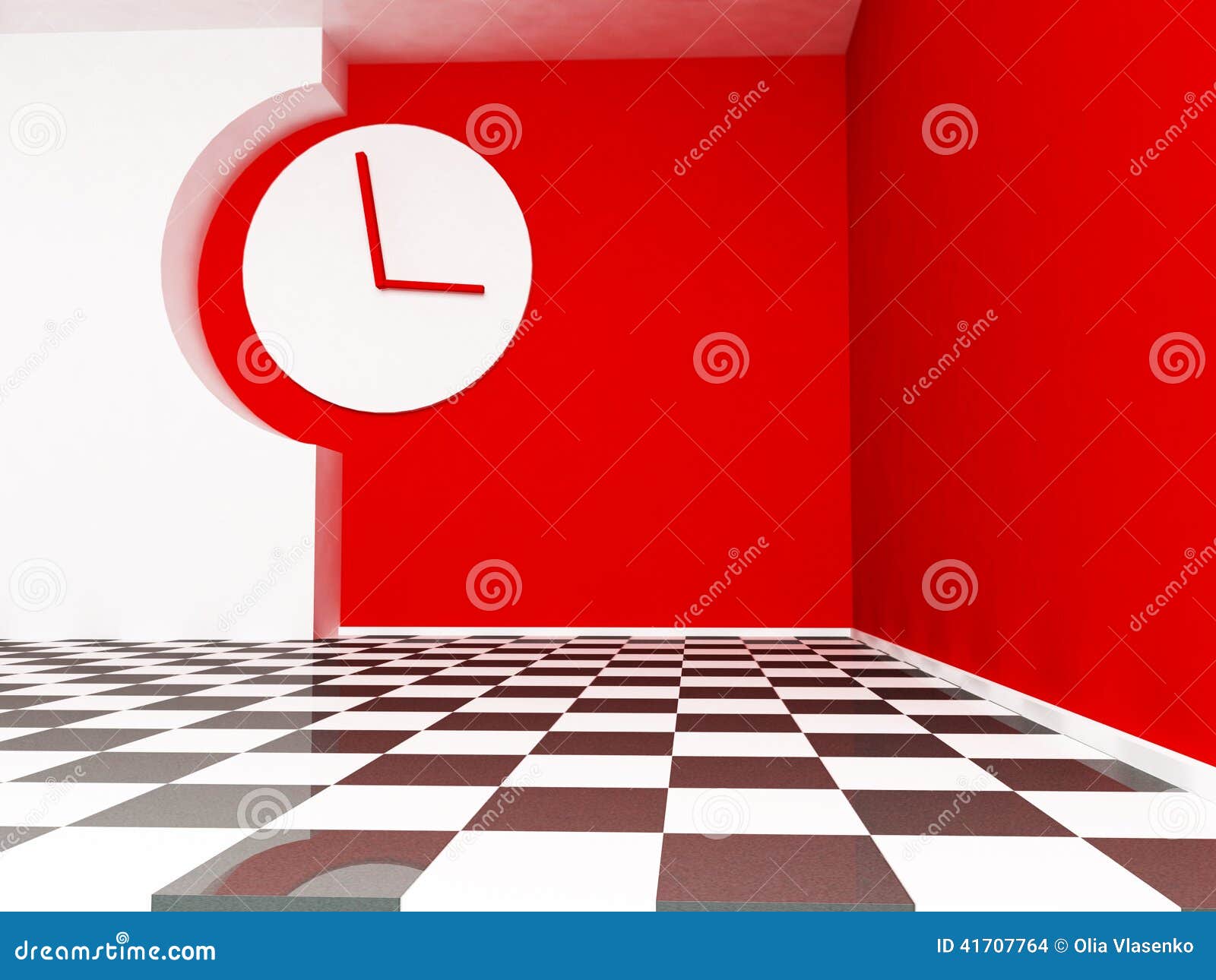 Room with a big wall clock stock illustration. Illustration of contrast ...