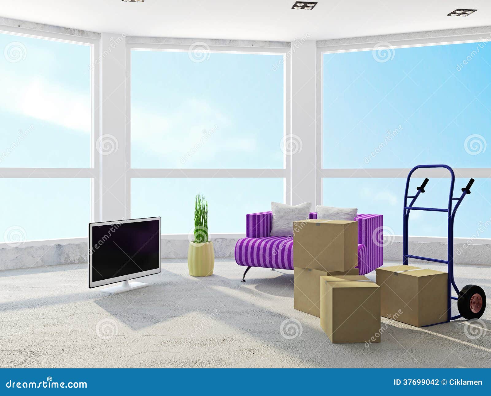 Room with boxes stock illustration. Illustration of building - 37699042