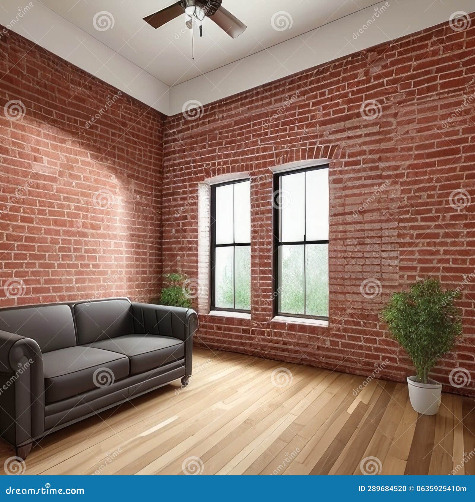 Room with brick walls. stock illustration. Illustration of beams ...