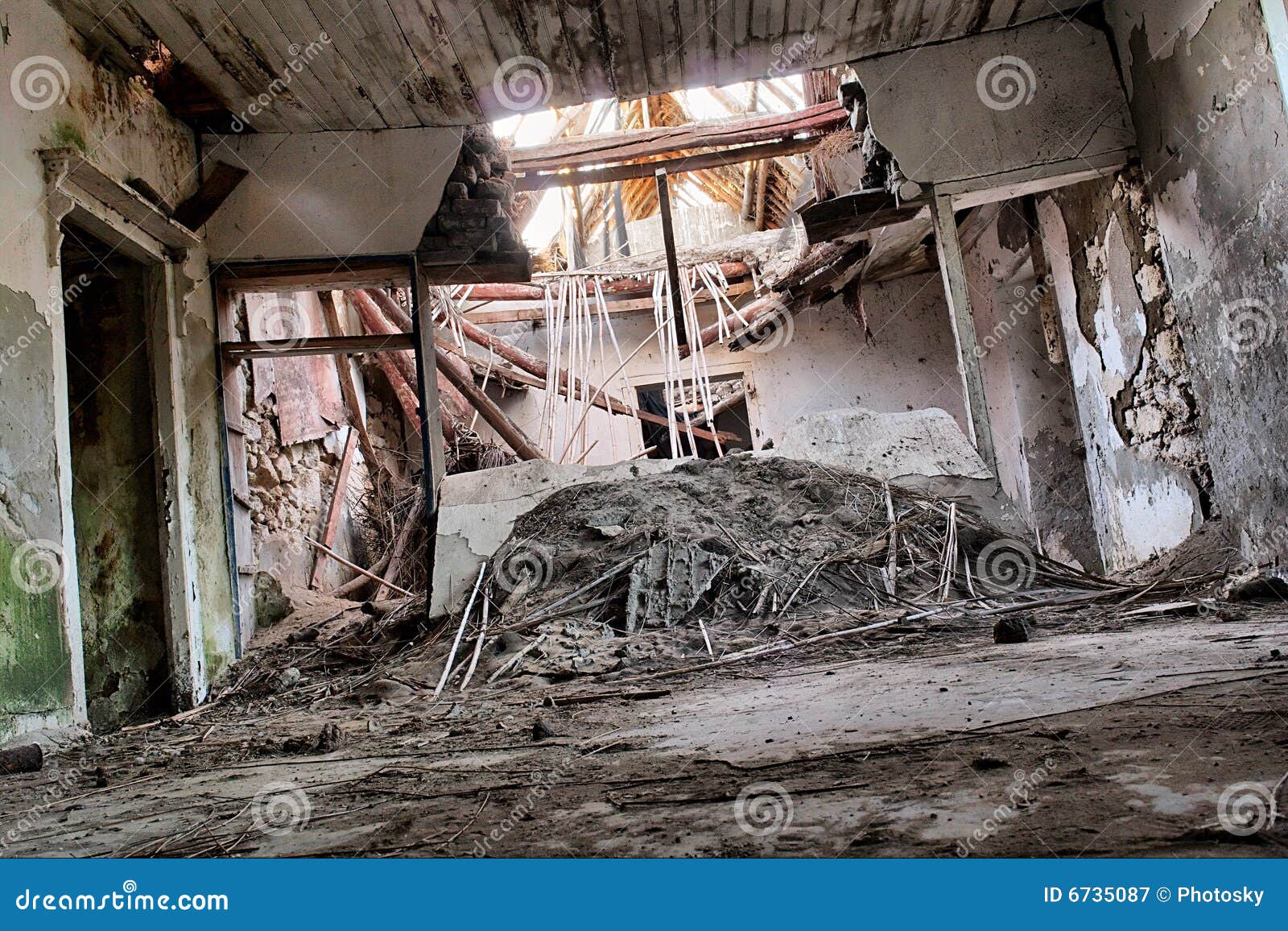 Room With Broken Ceiling Royalty-Free Stock Photo | CartoonDealer.com ...