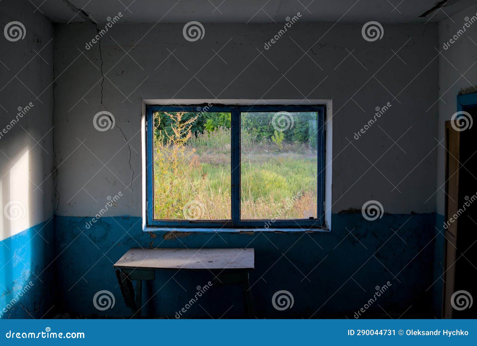 Room with a Broken Window in the Building Stock Image - Image of ...