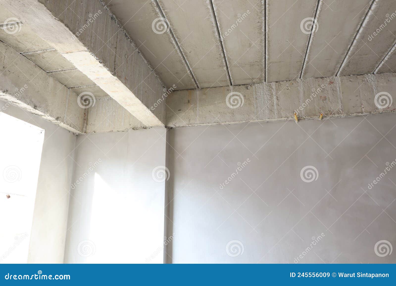 The Room in Buiding Under Construction Show Wall and Ceiling Stock ...
