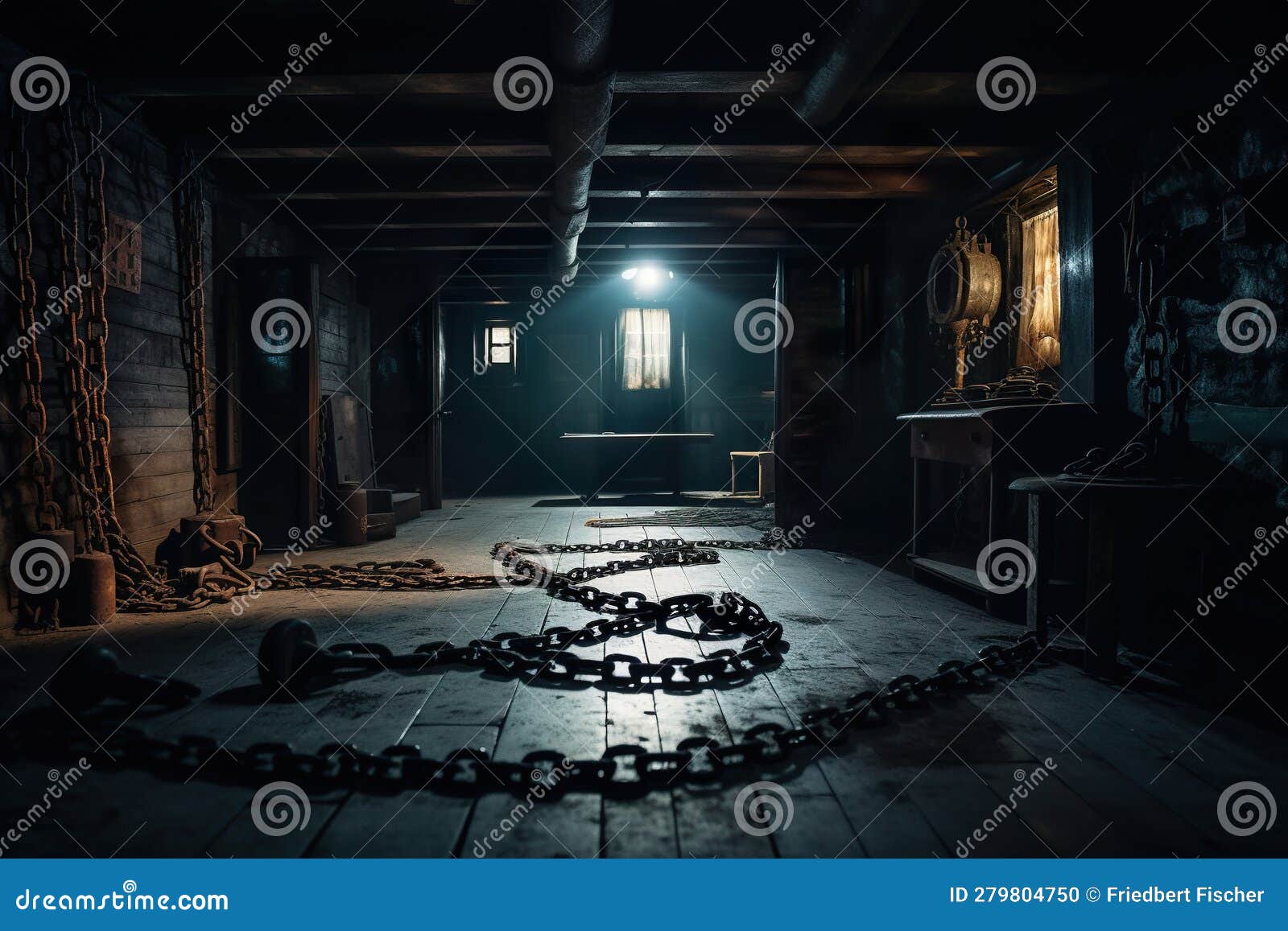 A Room with a Bunch of Chains on the Floor. AI Generative Image. Stock ...