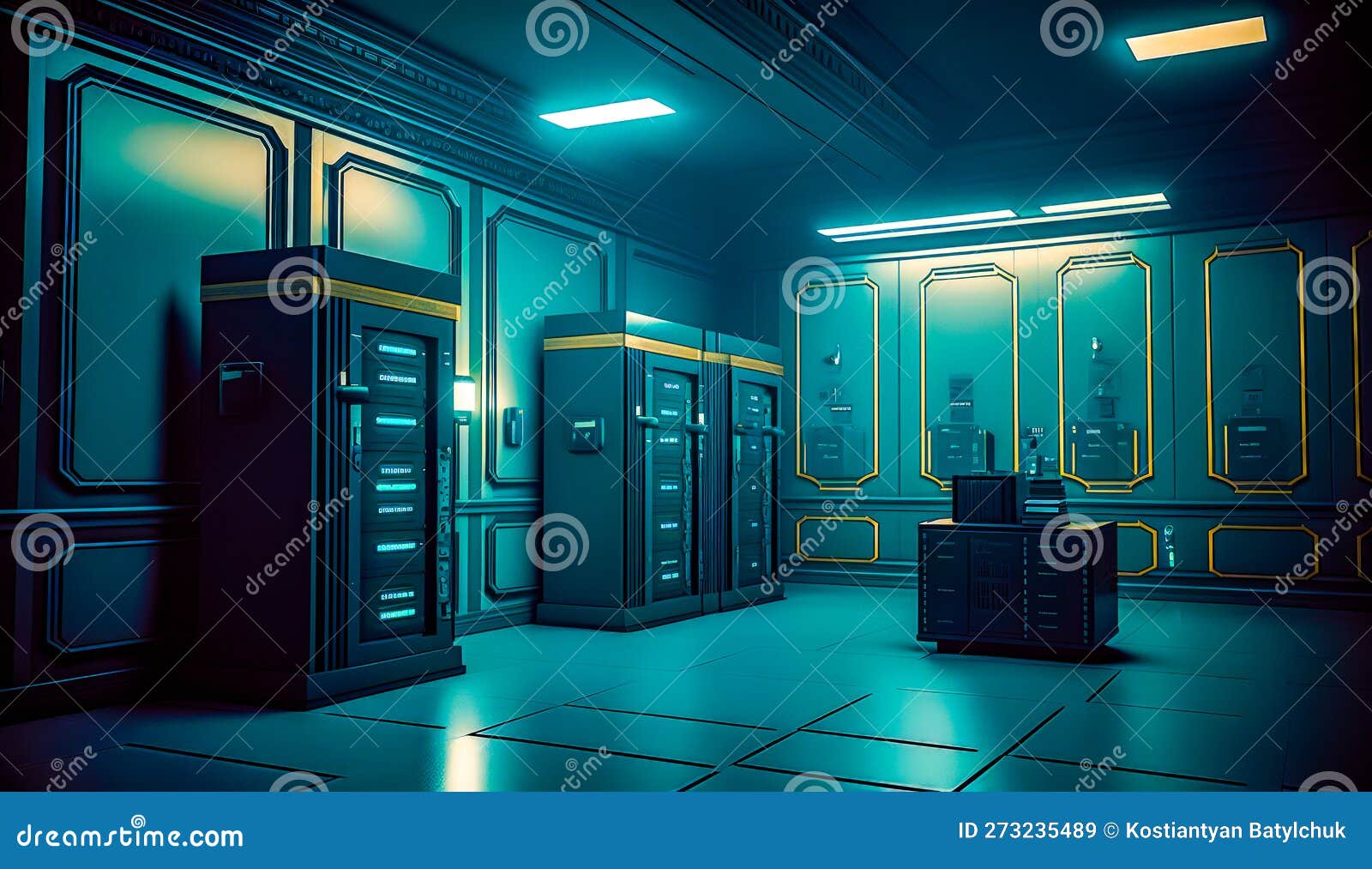 Room with Bunch of Machines in it. Generative AI Stock Illustration ...