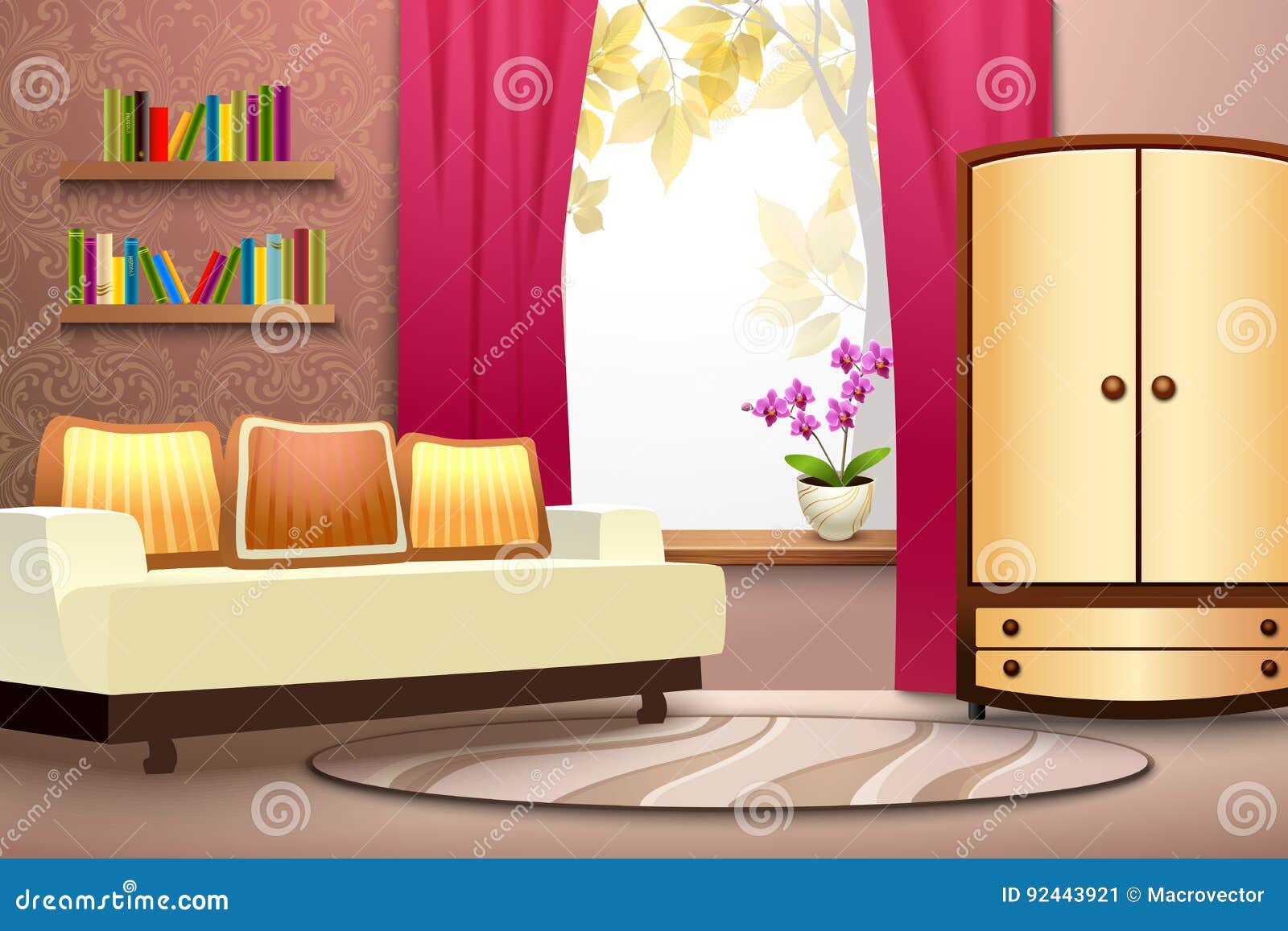 Room Cartoon Interior Illustration Stock Vector - Illustration of ...