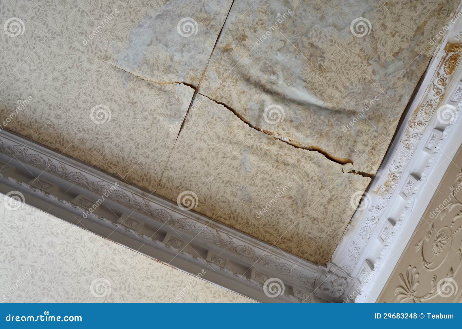 Room ceiling water damaged stock photo. Image of destruction - 29683248