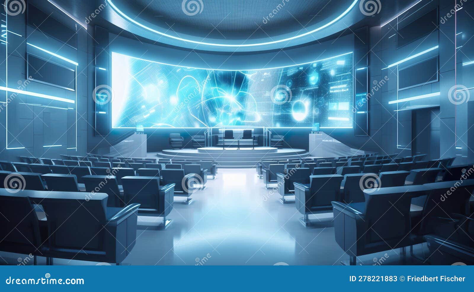 A Room with Chairs and a Projection Screen. Generative AI Image. Stock ...